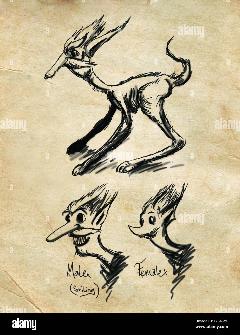 strange and unusual beast illustration Stock Photo - Alamy