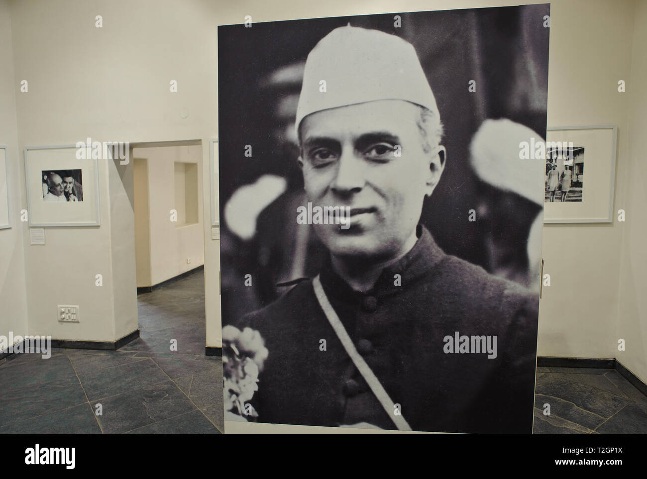 Portrait of Nehru inside Anand Bhavan, the former house of the Nehru ...