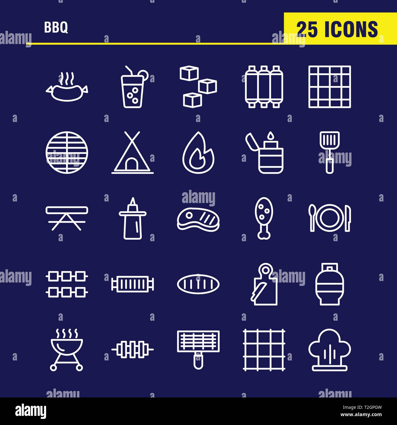 Bbq Line Icon Pack For Designers And Developers. Icons Of Barbecue, Bbq ...