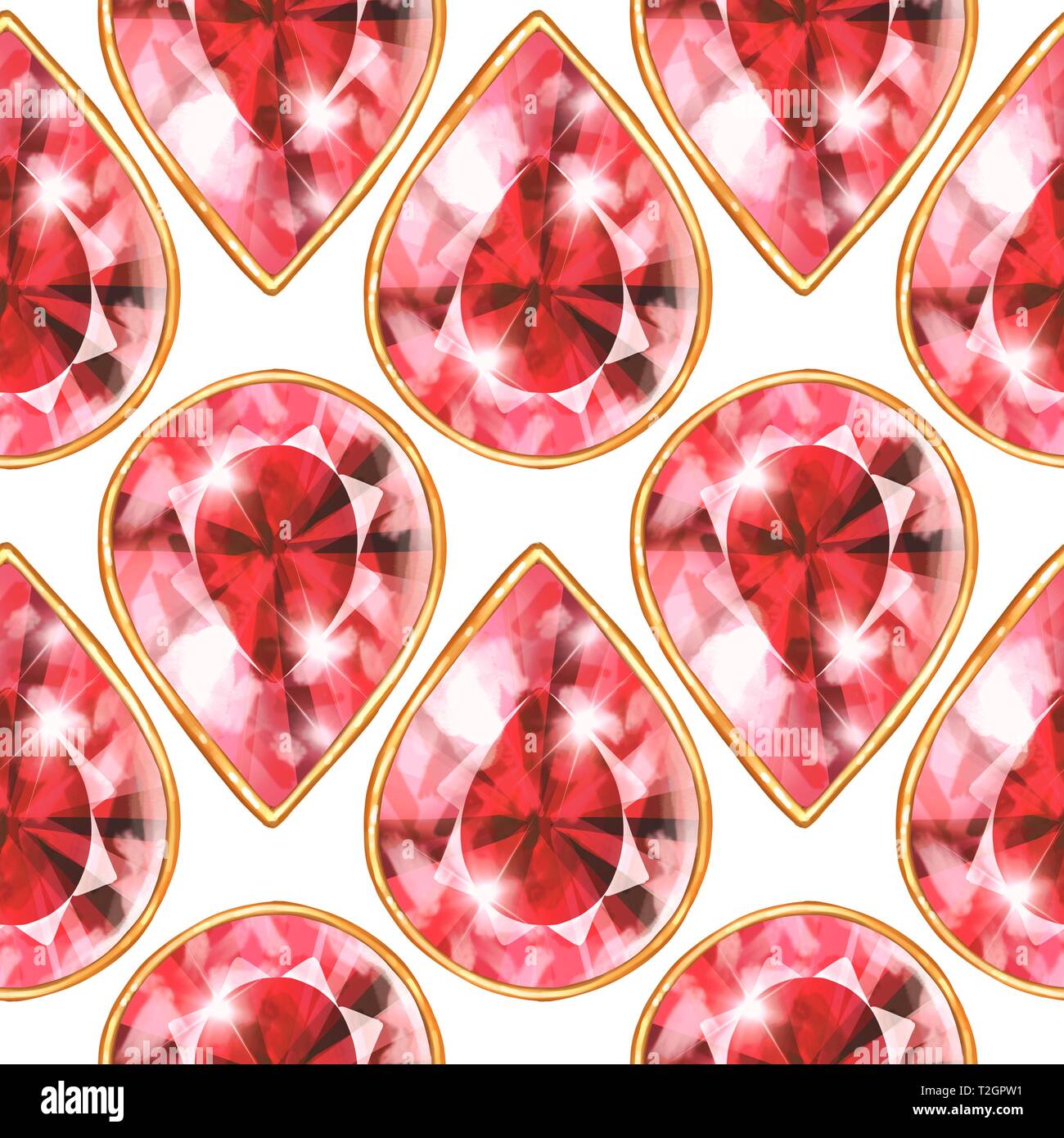 Seamless red gemstones background on white. Jewels pattern Stock Photo ...