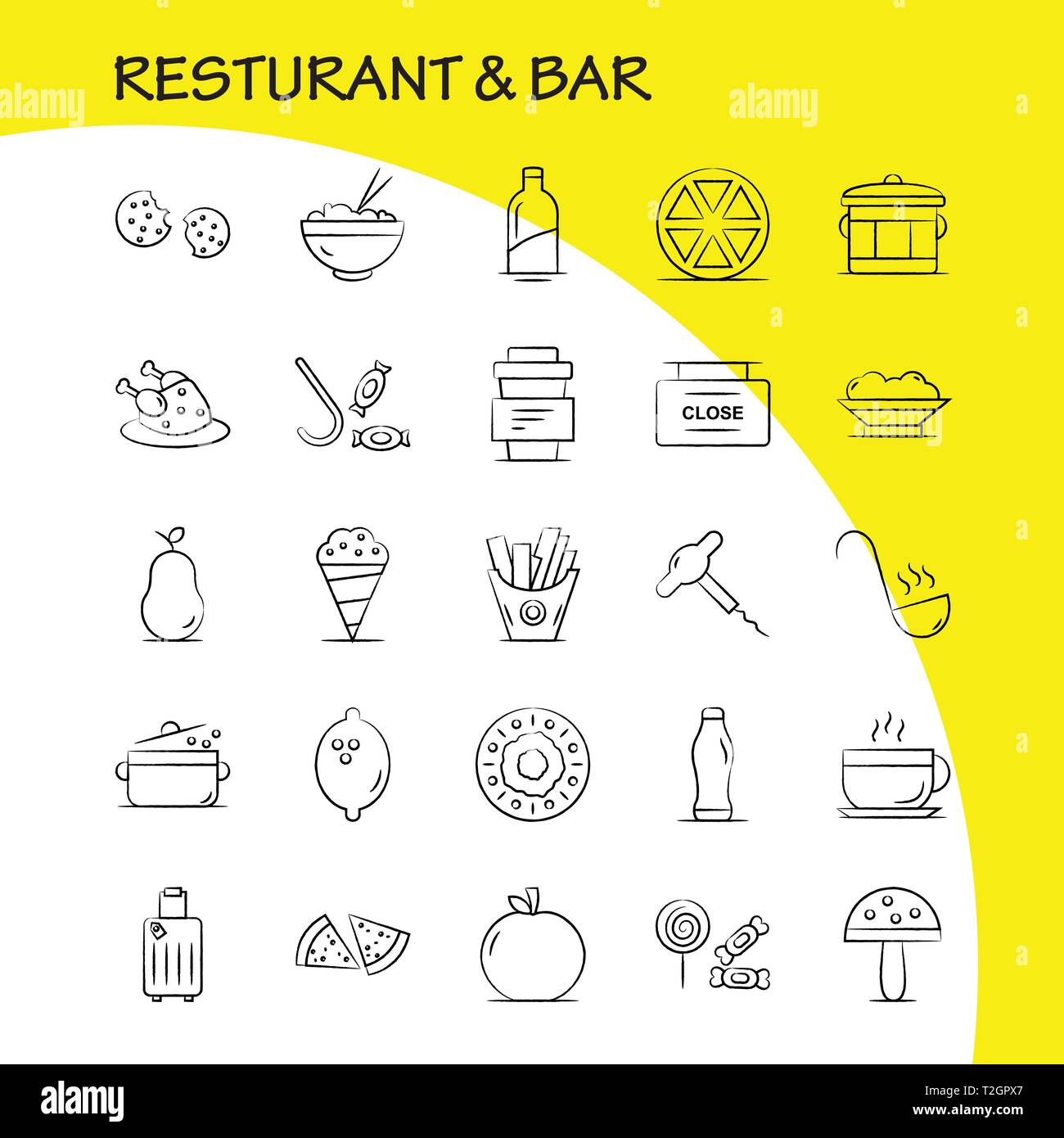 Restaurant And Bar Hand Drawn Icon for Web, Print and Mobile UX/UI Kit ...