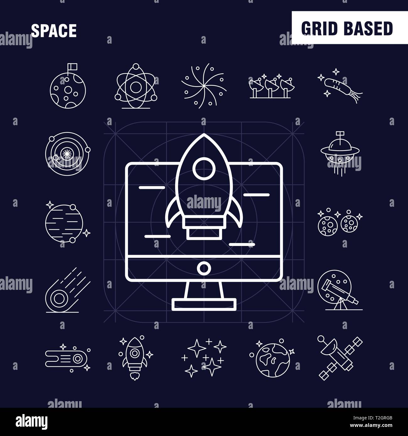 Space Line Icons Set For Infographics, Mobile UX/UI Kit And Print ...