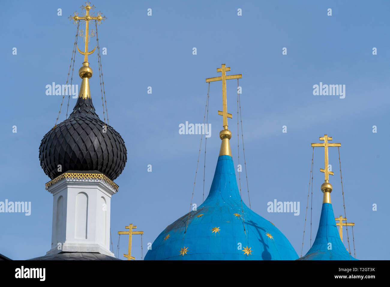 Beautiful blue domes of the Russian Orthodox Church- Vysotsky monastery ...