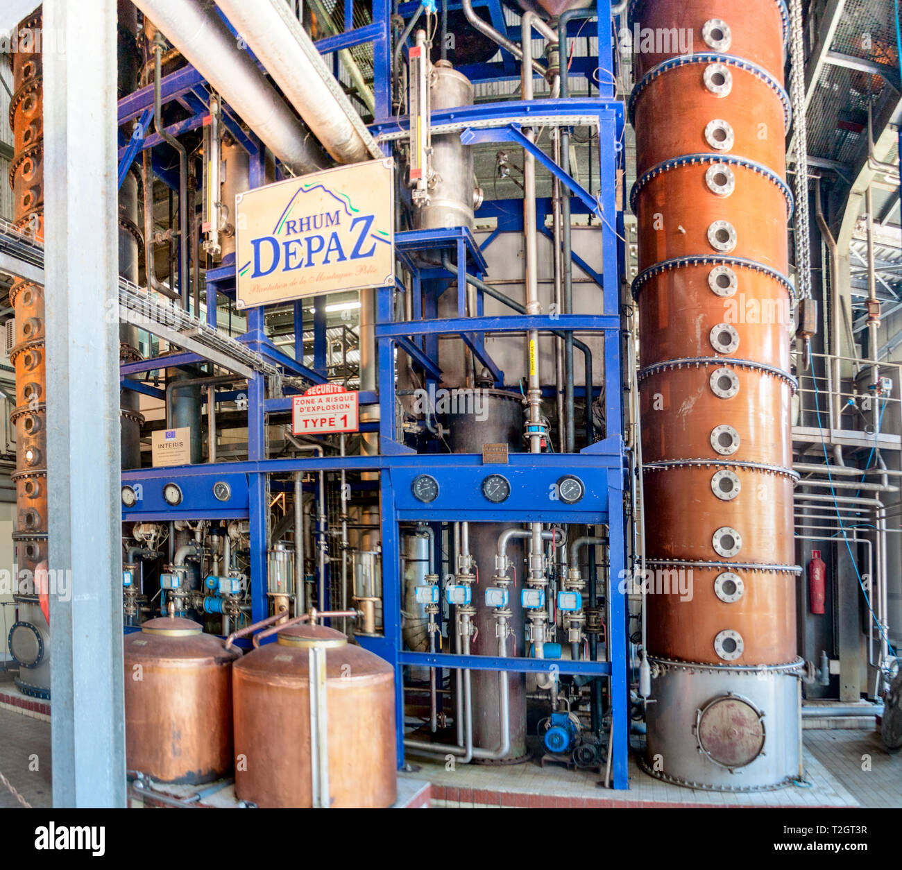 Fractionating column in a rum distillery Martinique Stock Photo - Alamy