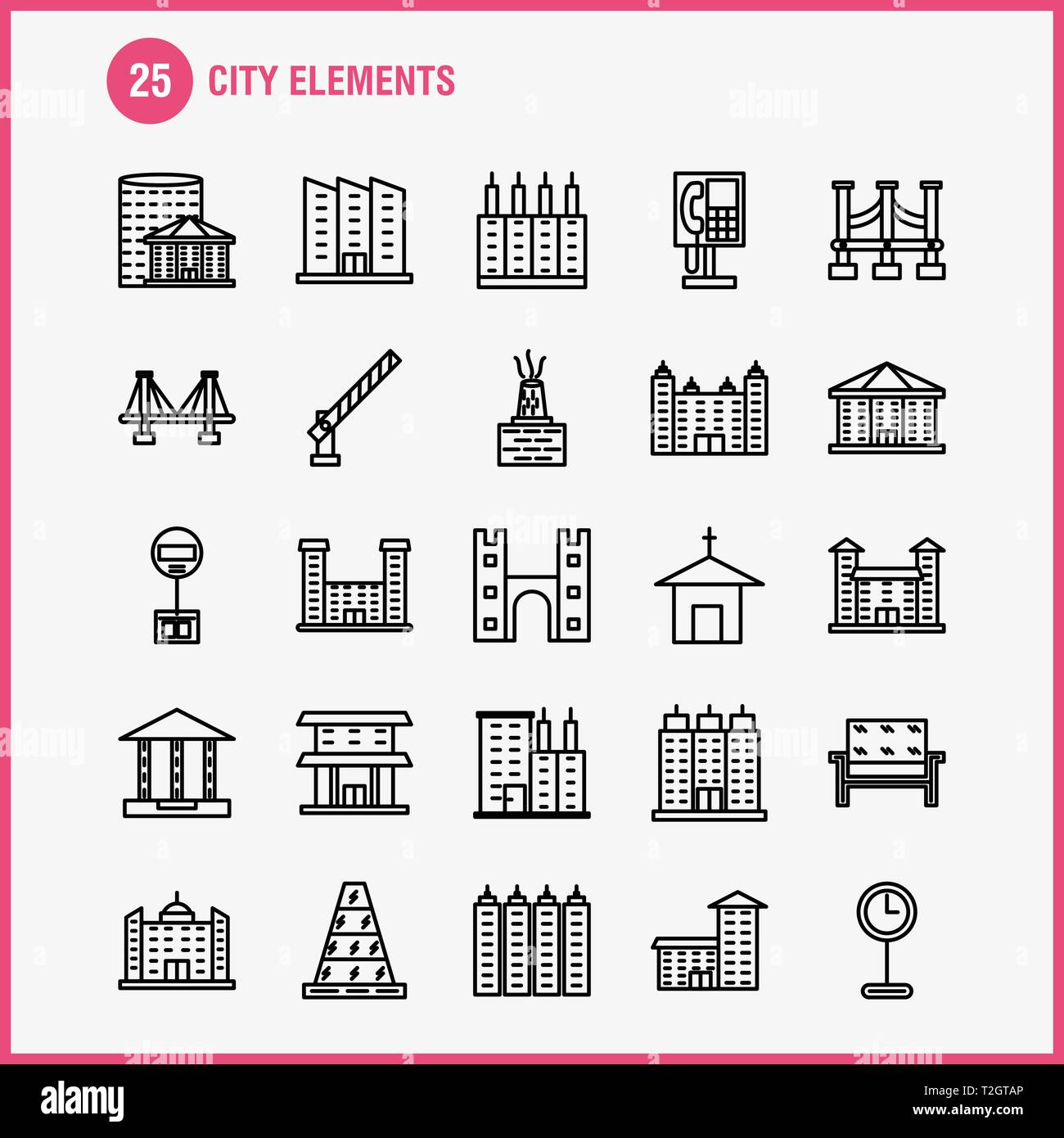 City Elements Line Icons Set For Infographics, Mobile UX/UI Kit And ...