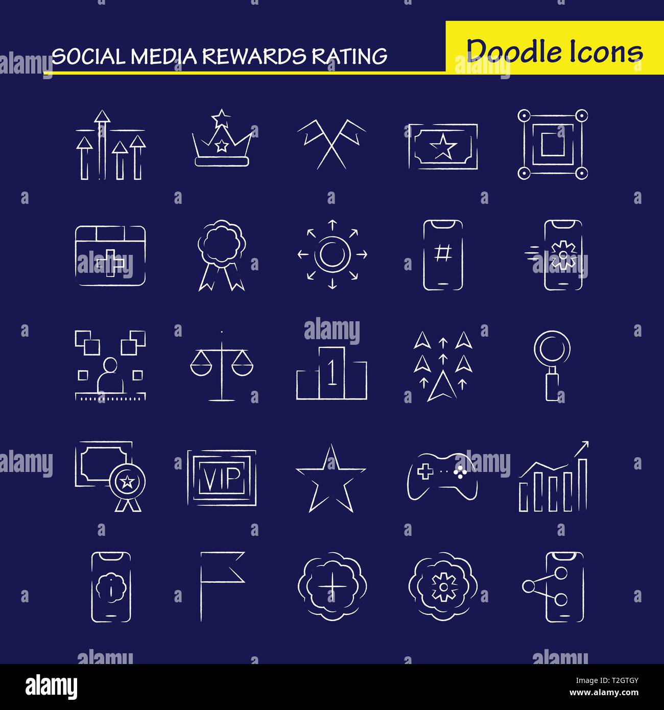 Social Media Rewards Rating Hand Drawn Icon Pack For Designers And ...