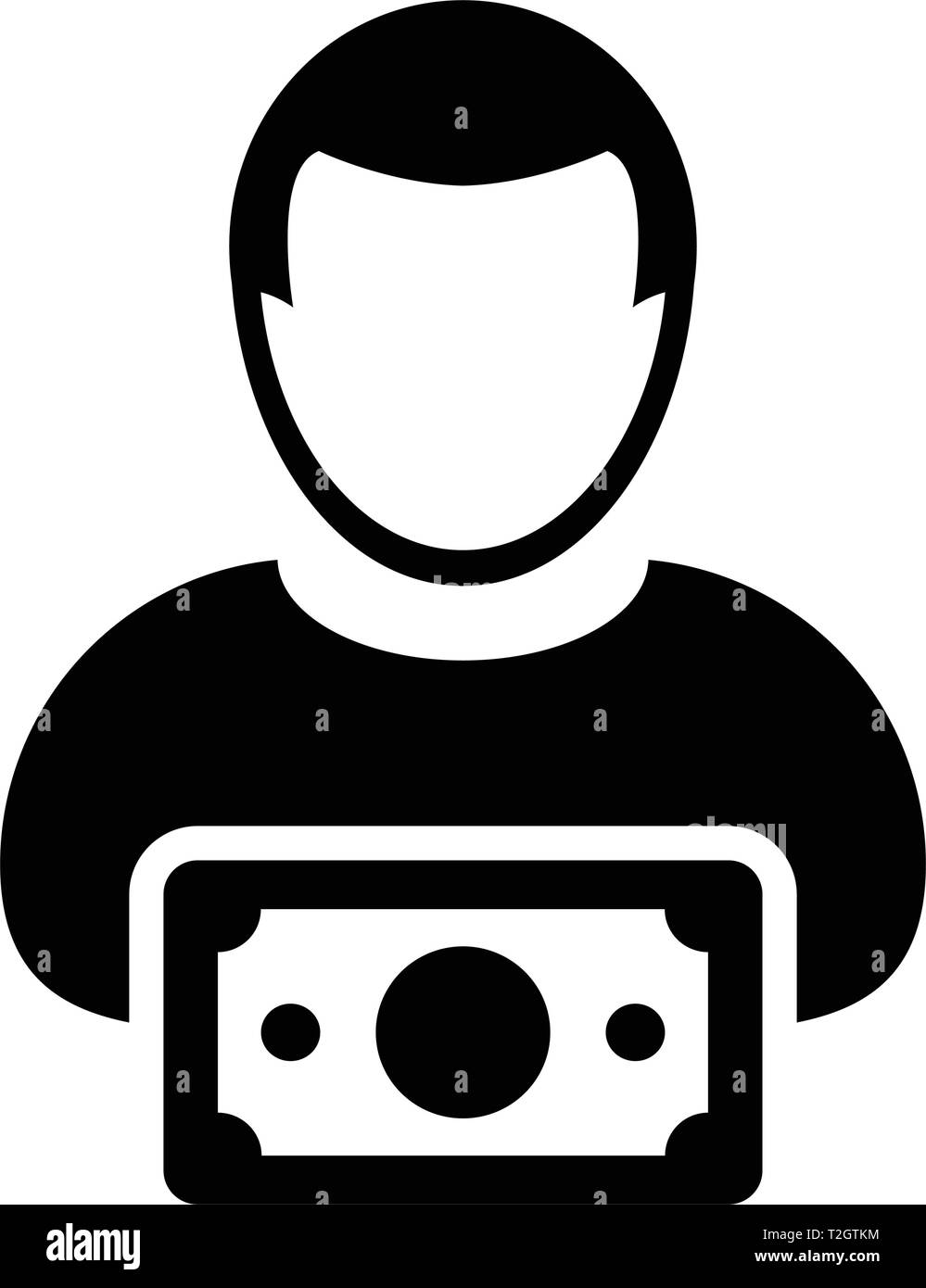 Money icon vector male user person profile avatar with currency symbol ...