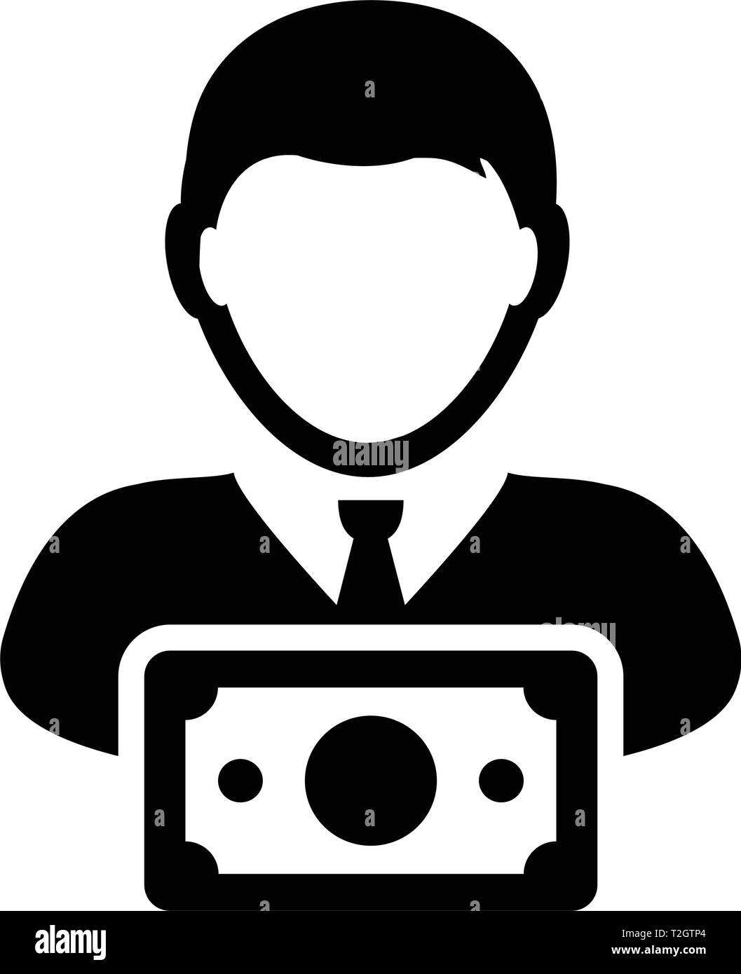 Cash icon vector male user person profile avatar with money symbol in ...