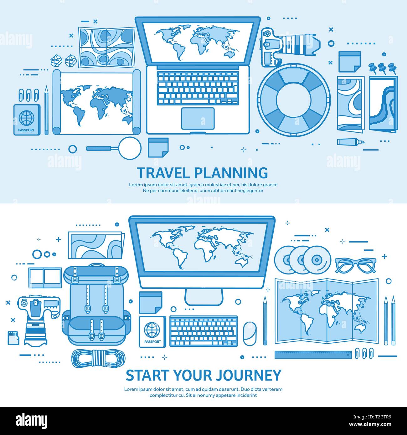 Travel and tourism. World map, earth globe. Trip tour journey, summer ...