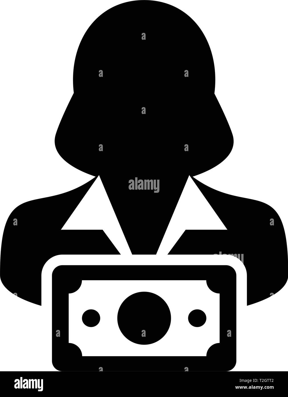 Banking icon vector female user person profile avatar with money symbol ...