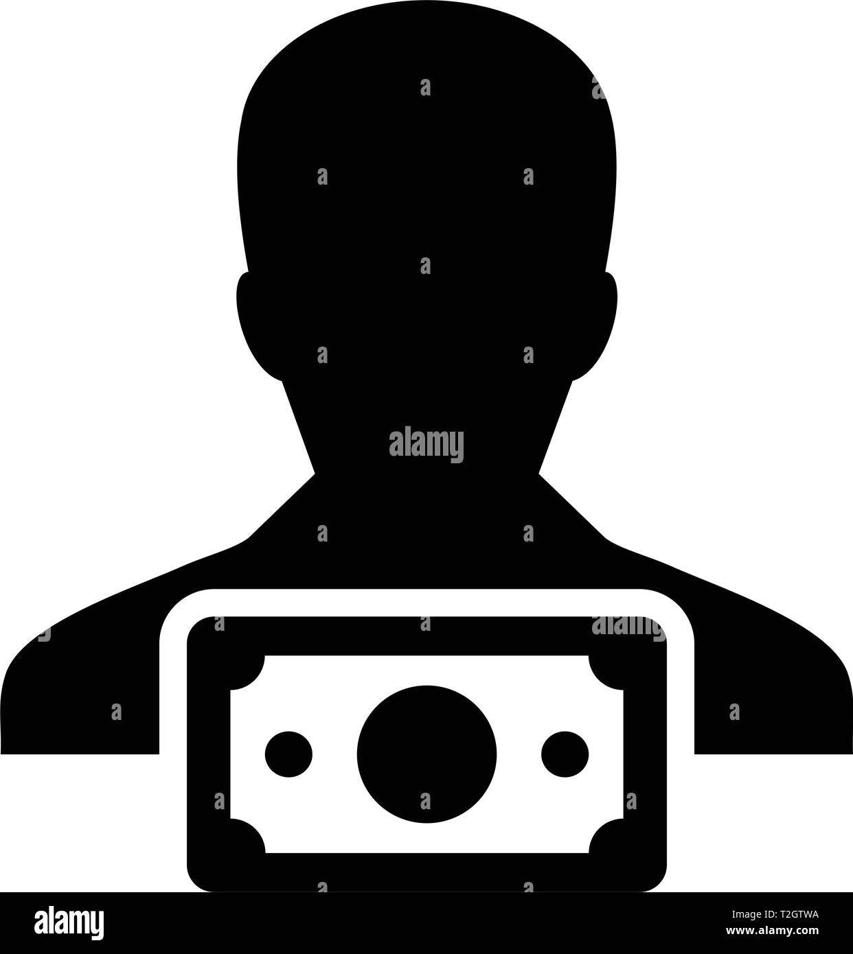 Finance icon vector male user person profile avatar with money symbol ...