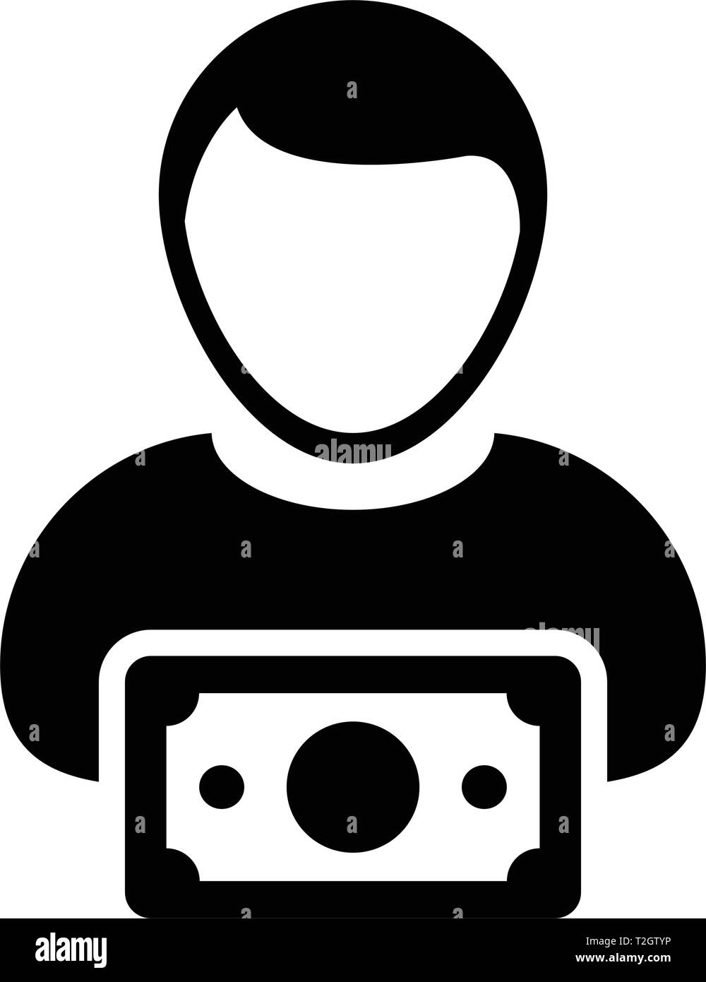 Income icon vector male user person profile avatar with money symbol in ...