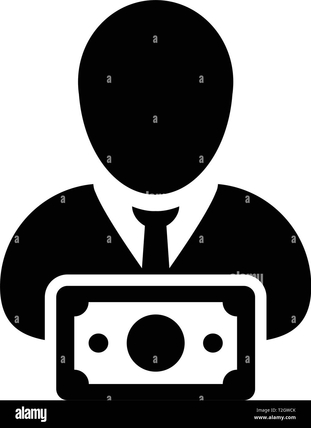 Income icon vector male user person profile avatar with money symbol in ...