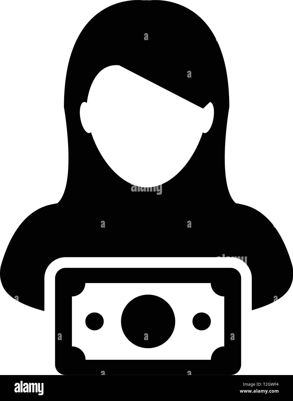 Investment icon vector female user person profile avatar with money ...