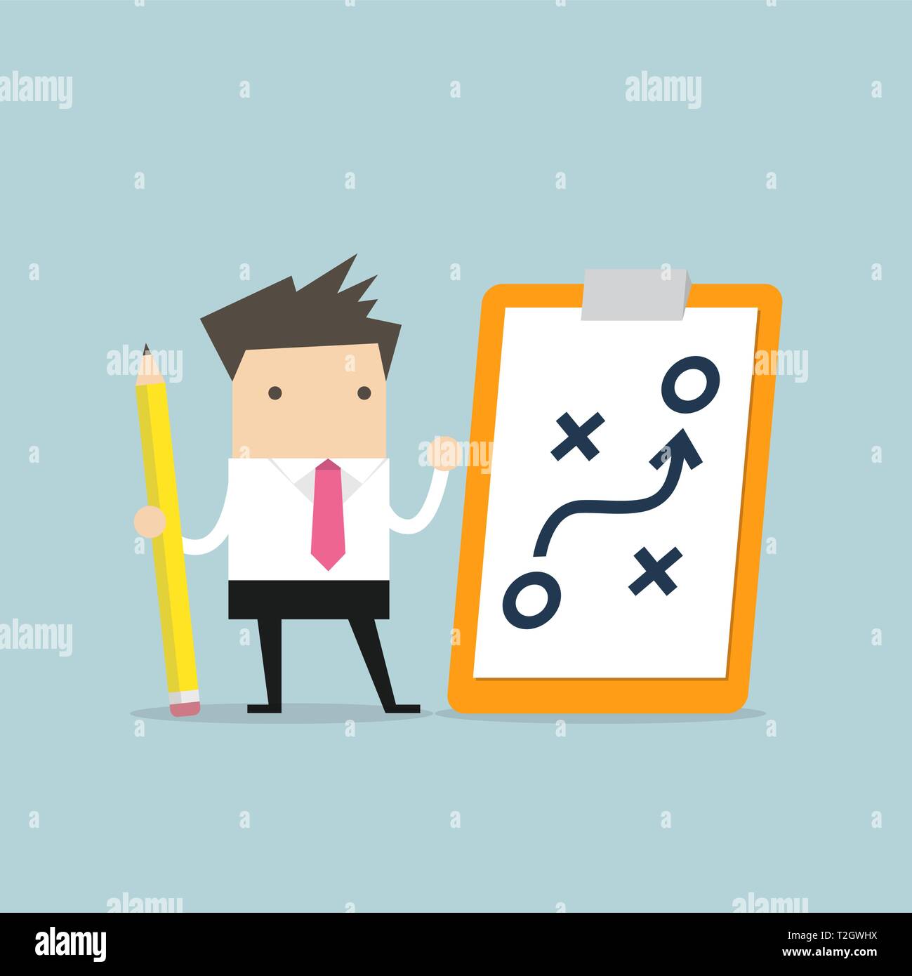 Businessman holding pencil and paper of planning strategy concept ...