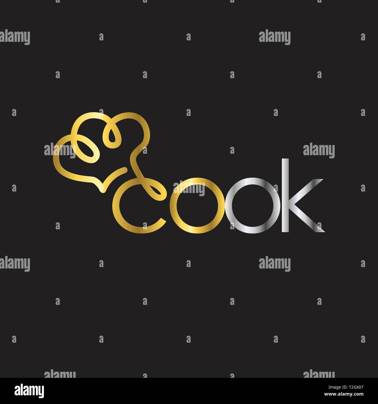 Cook text and Chef hat line logo icon vector template Stock Vector ...