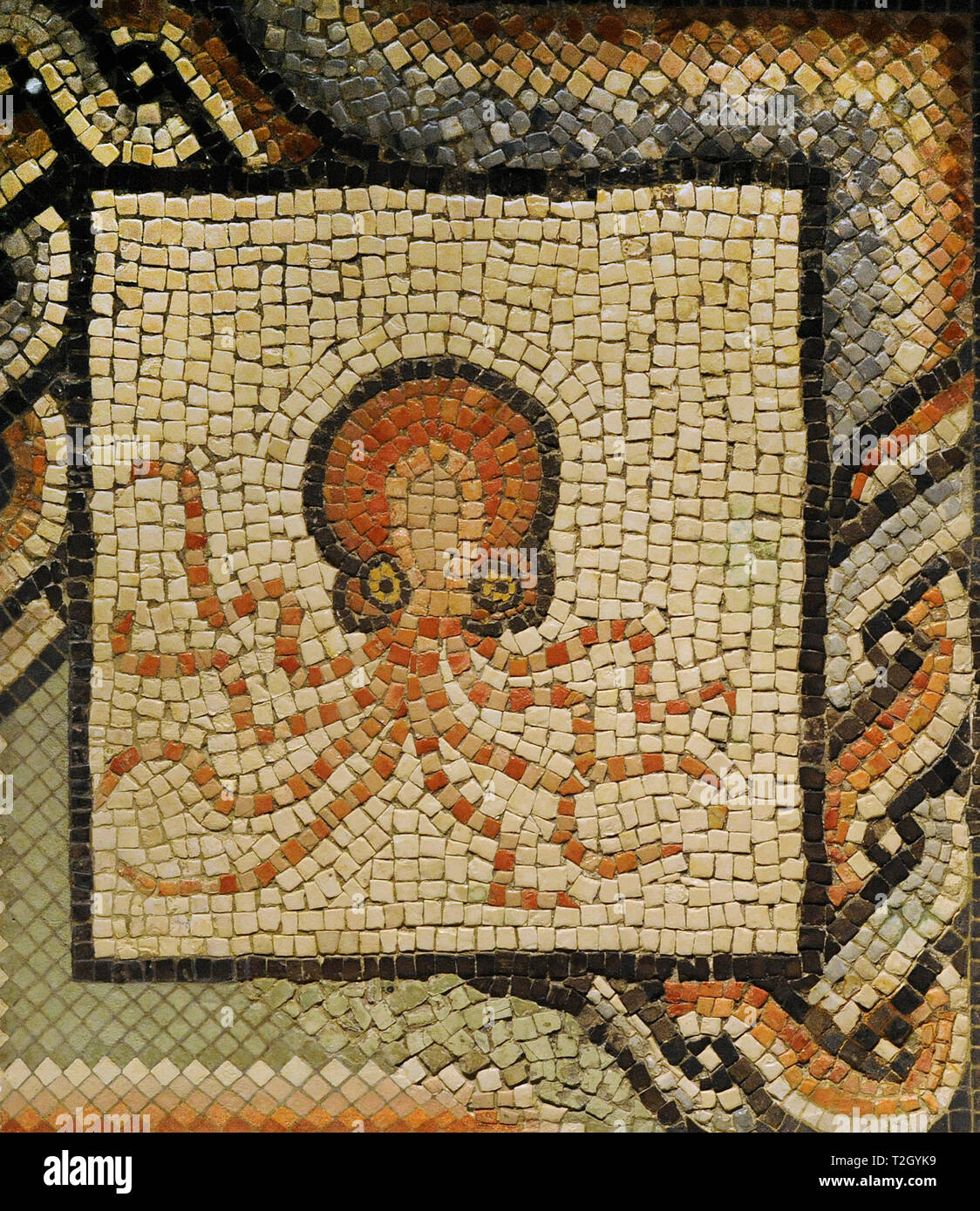 Mosaic depicting an octopus. 2nd-3rd centuries. Limestone. From the ...