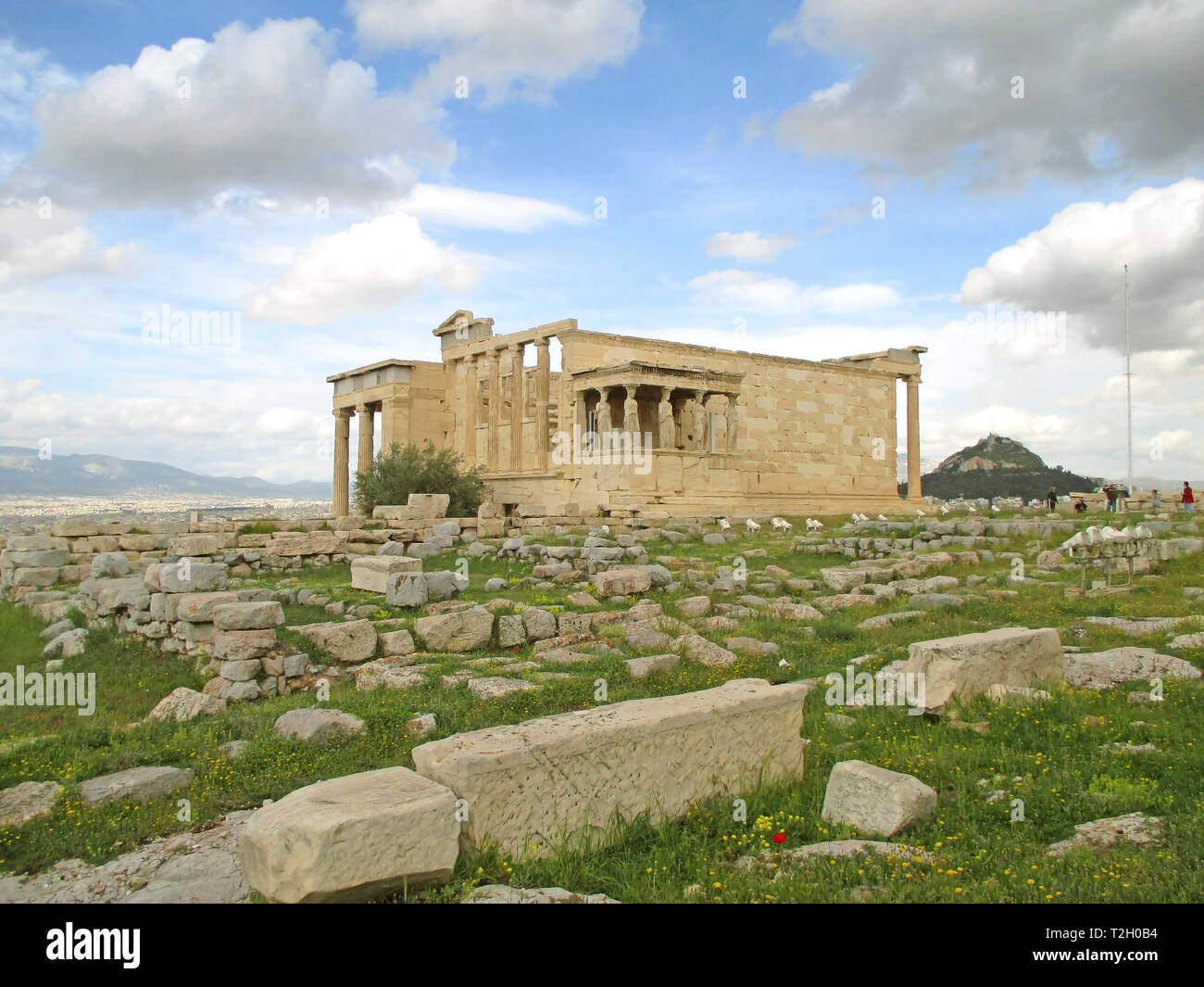 Ancient Greek Temple of Erechtheion with the Famous Caryatid Columns ...