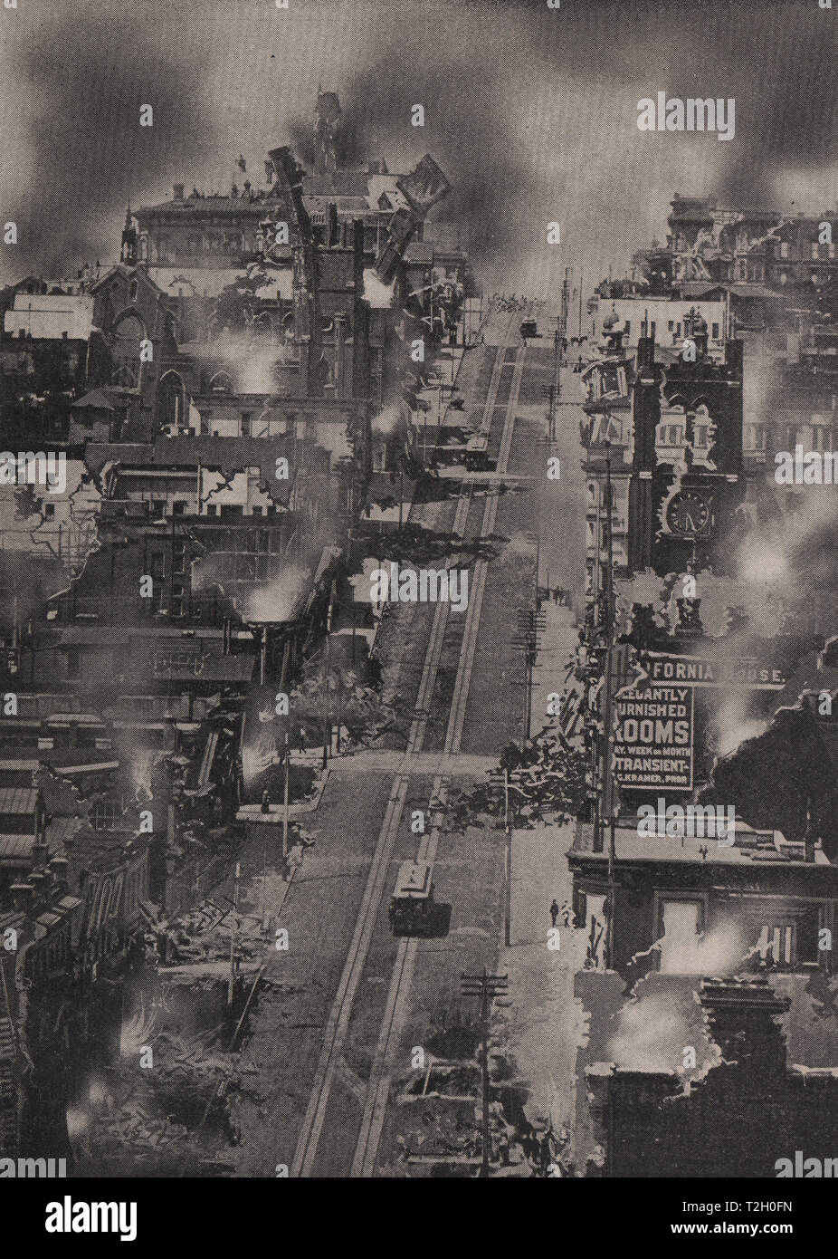 Photograph showing the terrible effects of the earthquake and fire in ...