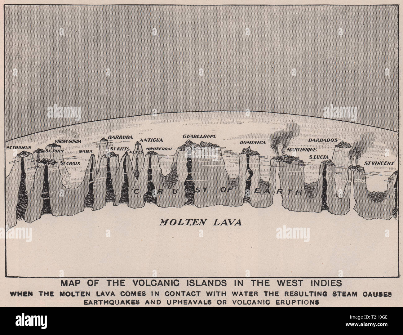 Map of the Volcanic Islands in the West Indies Stock Photo - Alamy