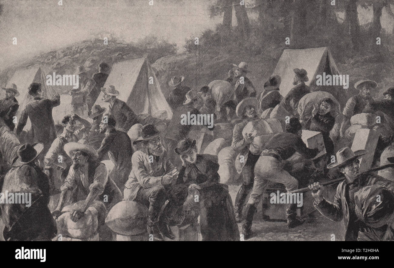 Mining Camp in California on the Discovery of Gold in 1849 Stock Photo ...