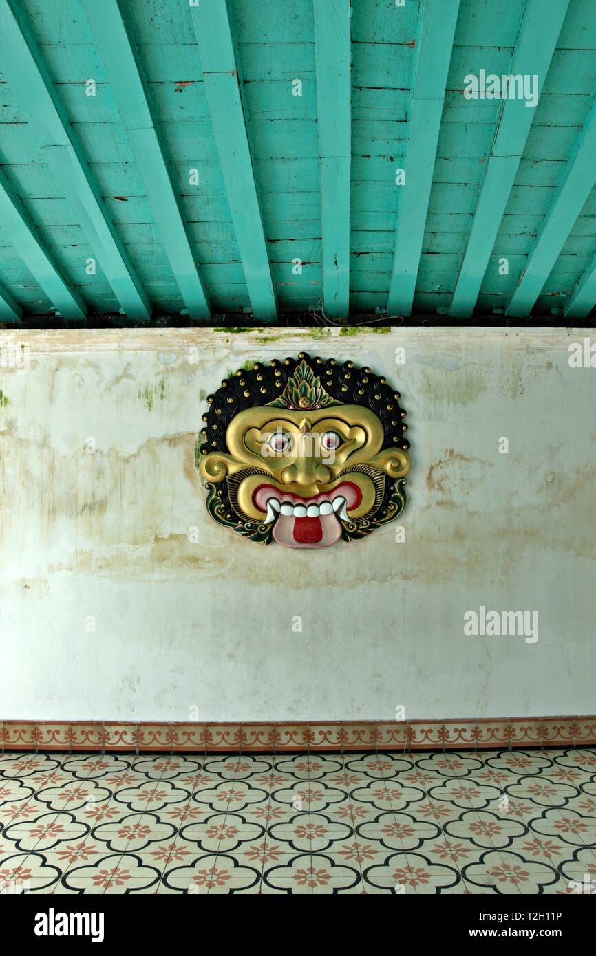 Traditional wall decoration inside Keraton Yogyakarta. The complex was ...