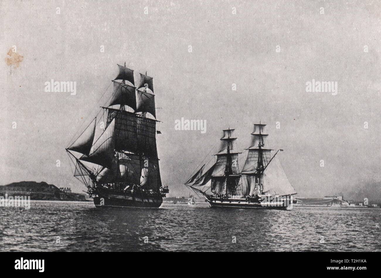 Training Brigs in Plymouth Sound Stock Photo - Alamy