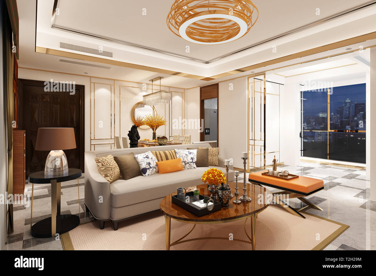 3d render of colorful living room Stock Photo - Alamy