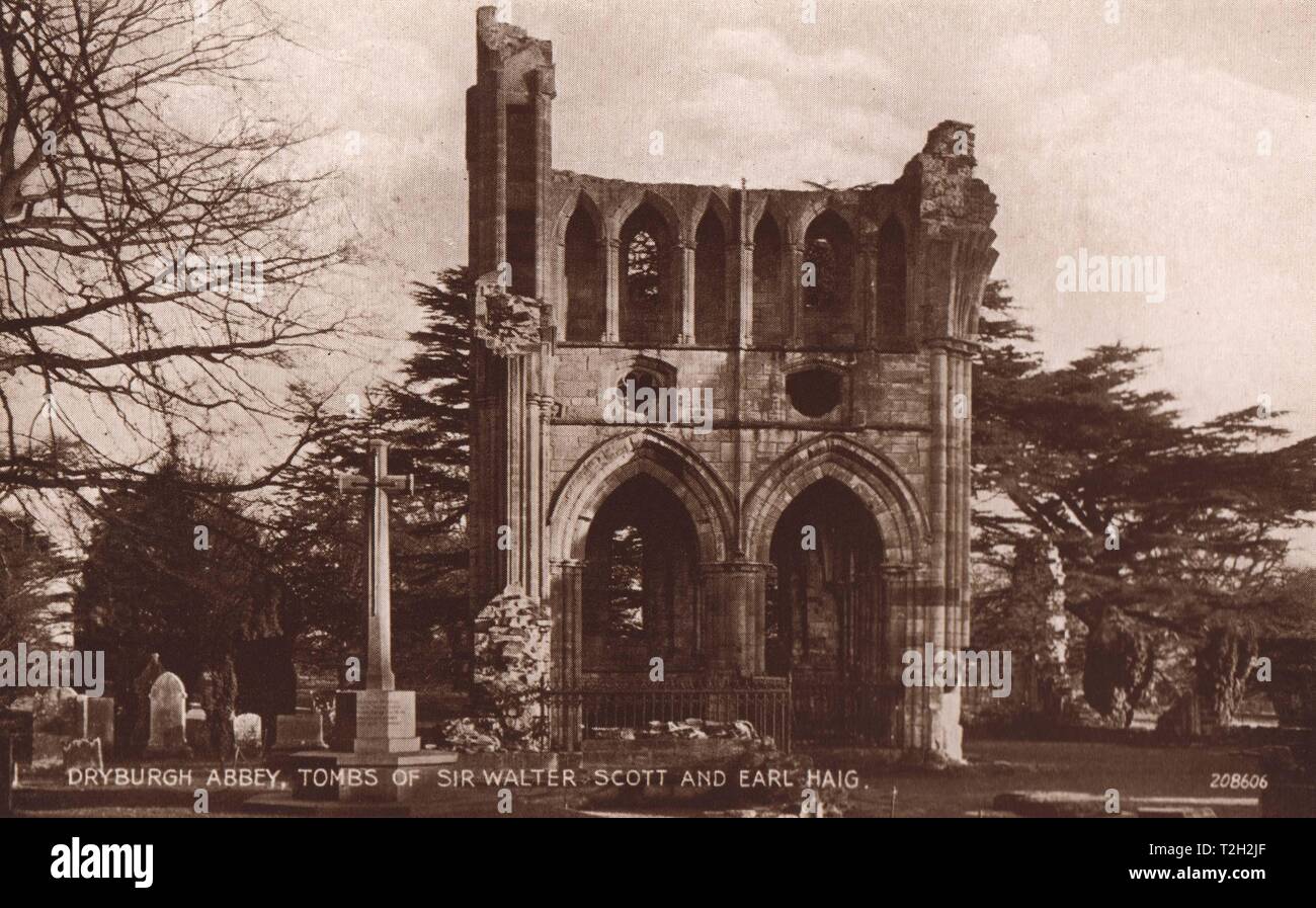 Dryburgh Abbey, Tombs of Sir Walter Scott and Earl Haig Stock Photo - Alamy