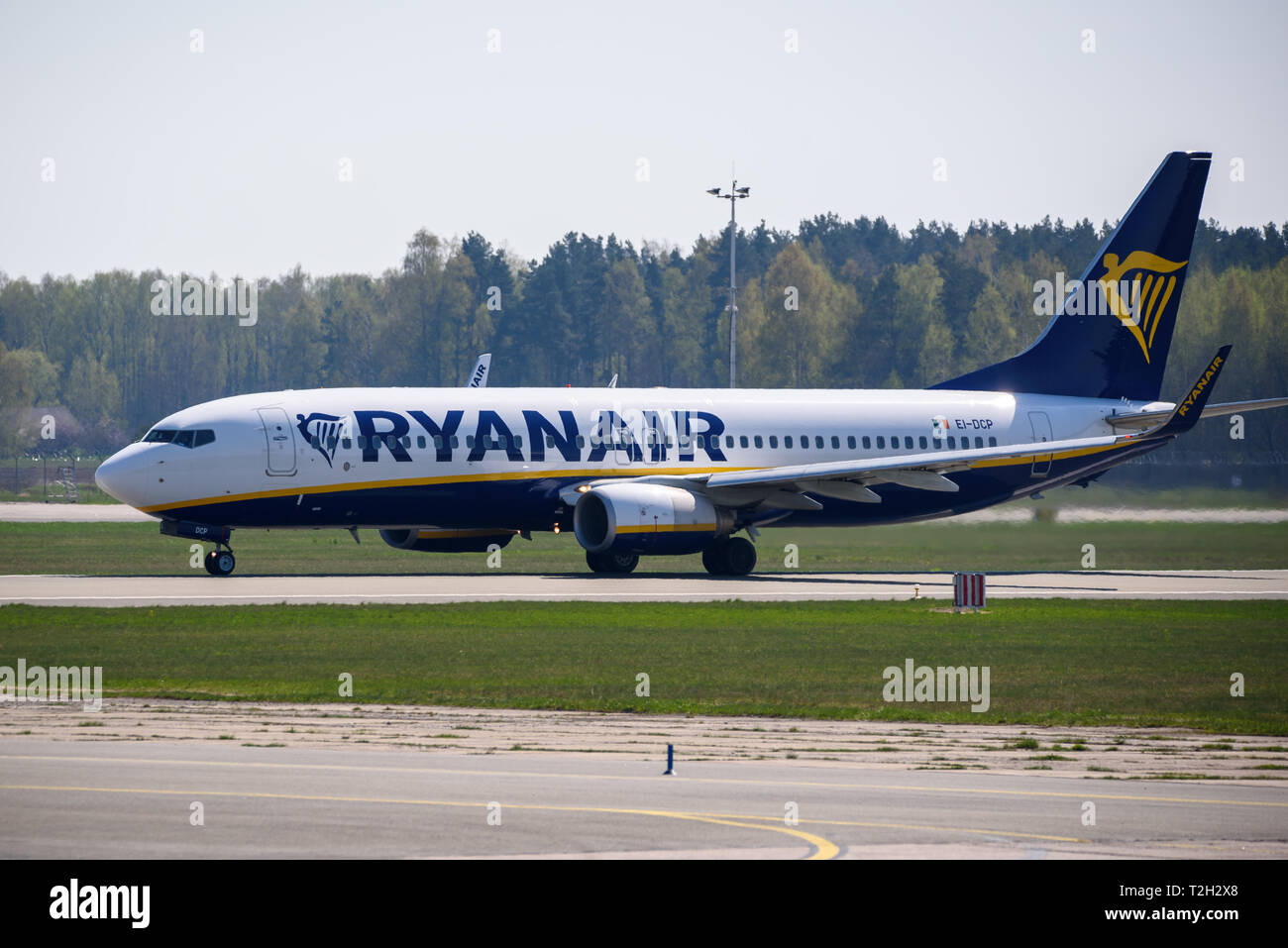 30.04.2018. RIGA, LATVIA. Ryanair Boeing 737-8AS airplane, during ...