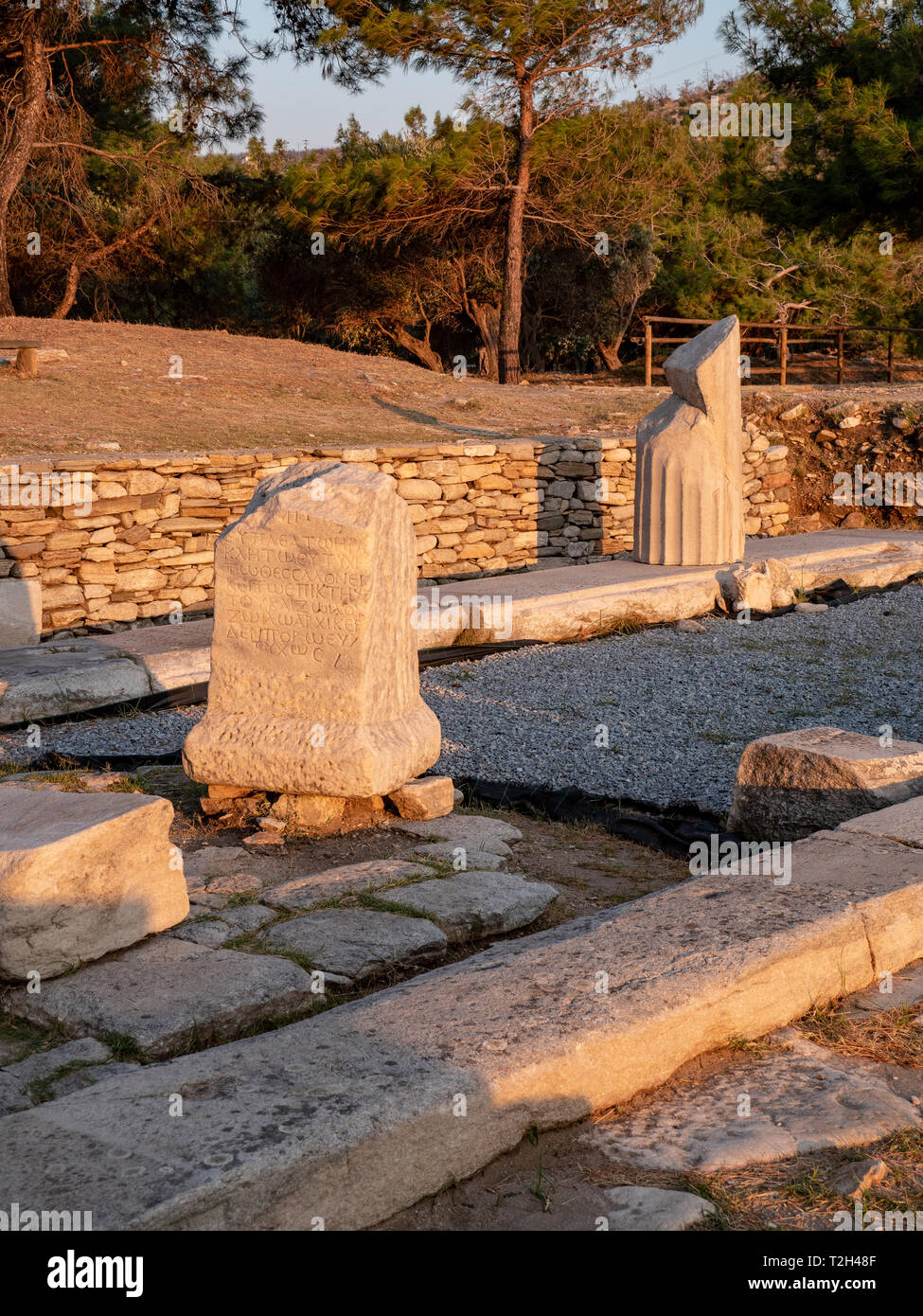 Old ruins and stones carved in the old greek language at the ...