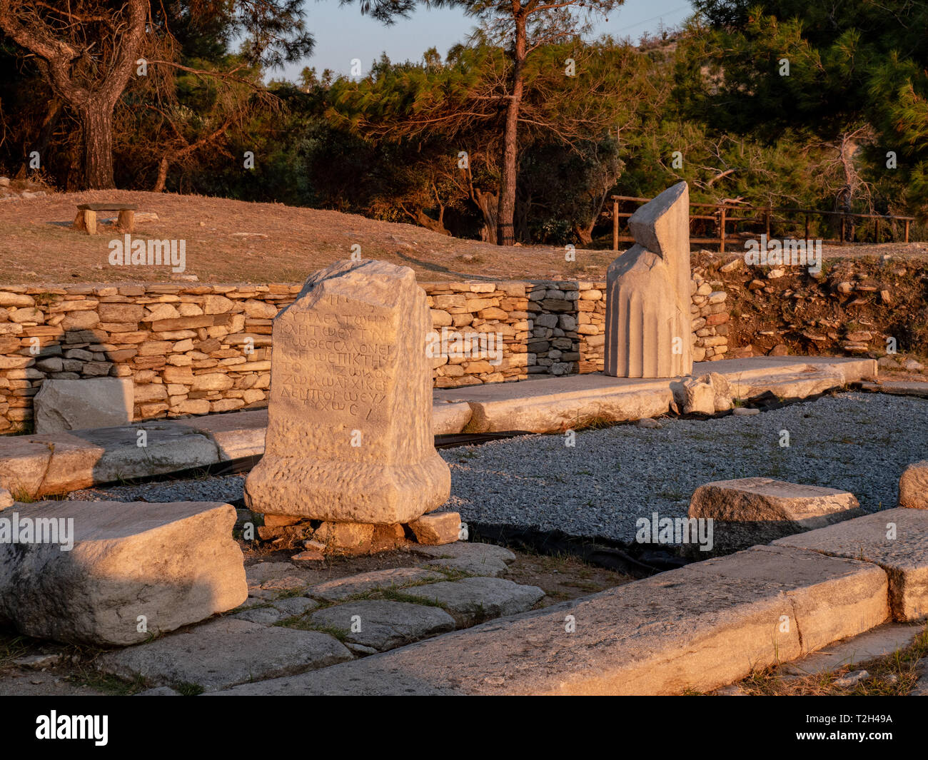 Old ruins and stones carved in the old greek language at the ...