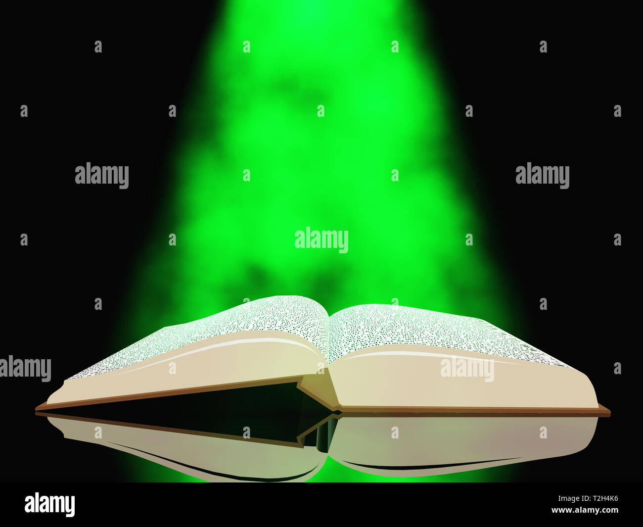 Book with green light Stock Photo - Alamy