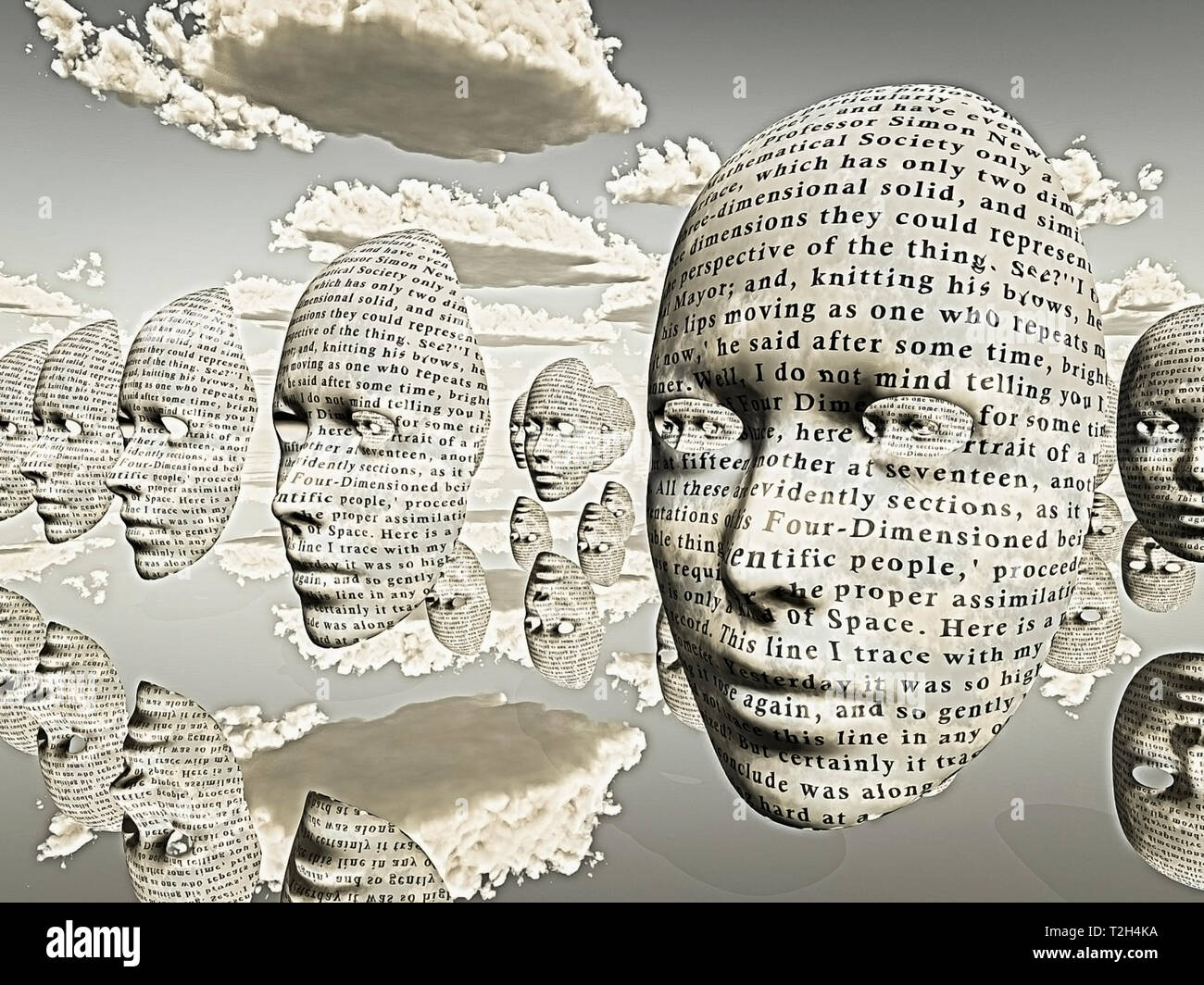 Faces hovering in cloudy sky Stock Photo - Alamy