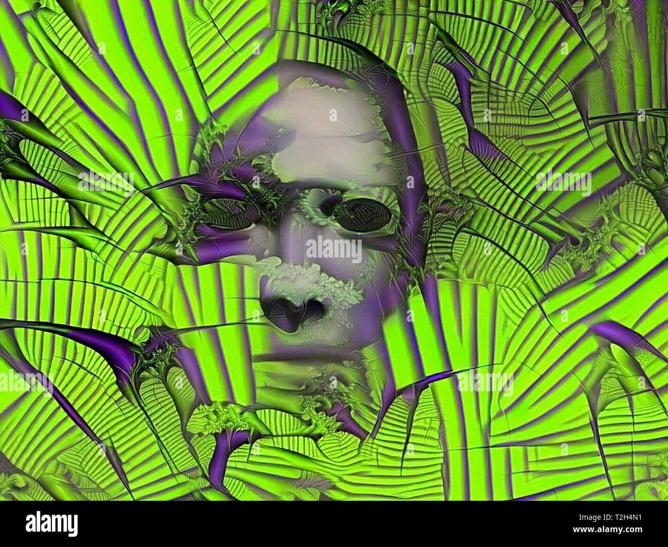 Surreal face in green colors Stock Photo - Alamy