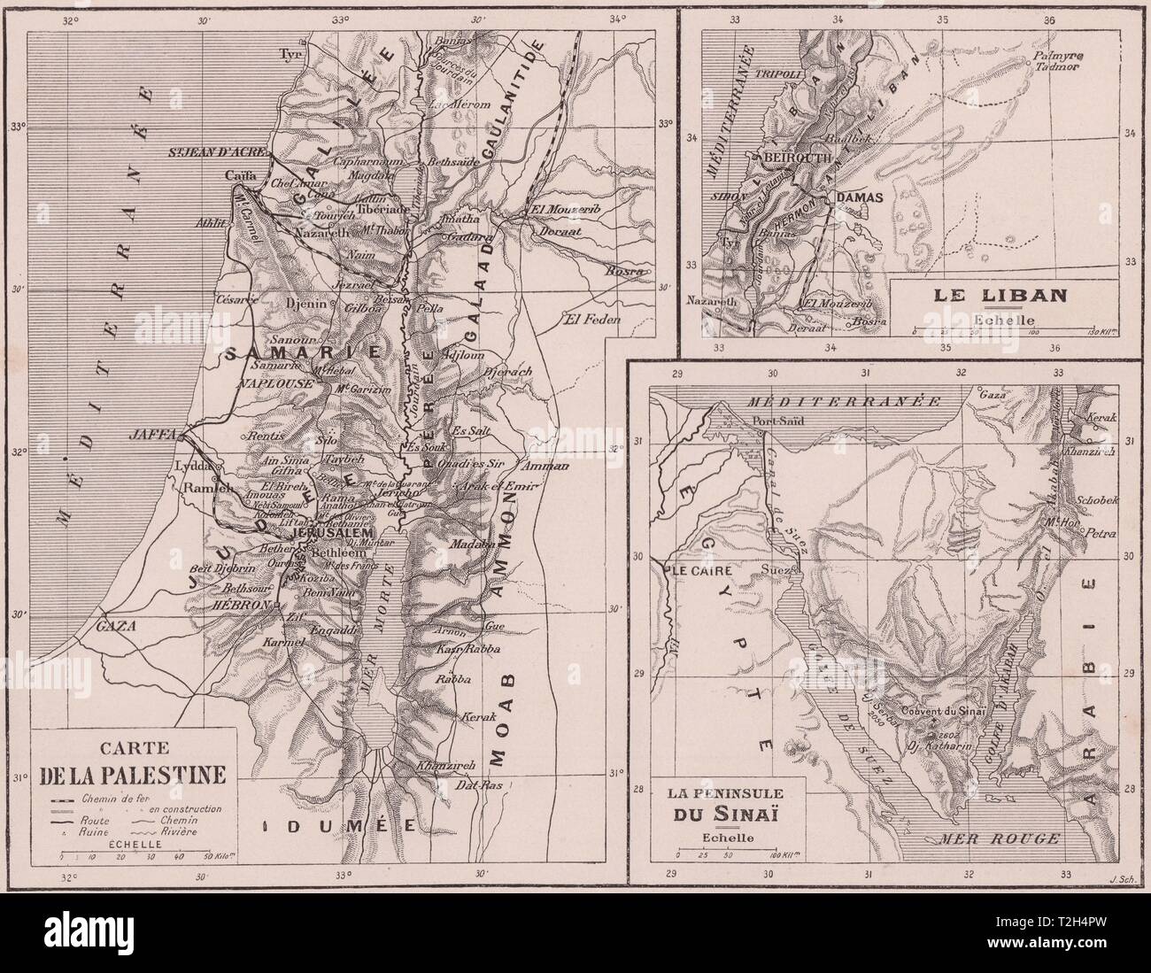 Carte de La Palestine, Le Liban, La Peninsule du Sinai Stock Photo - Alamy