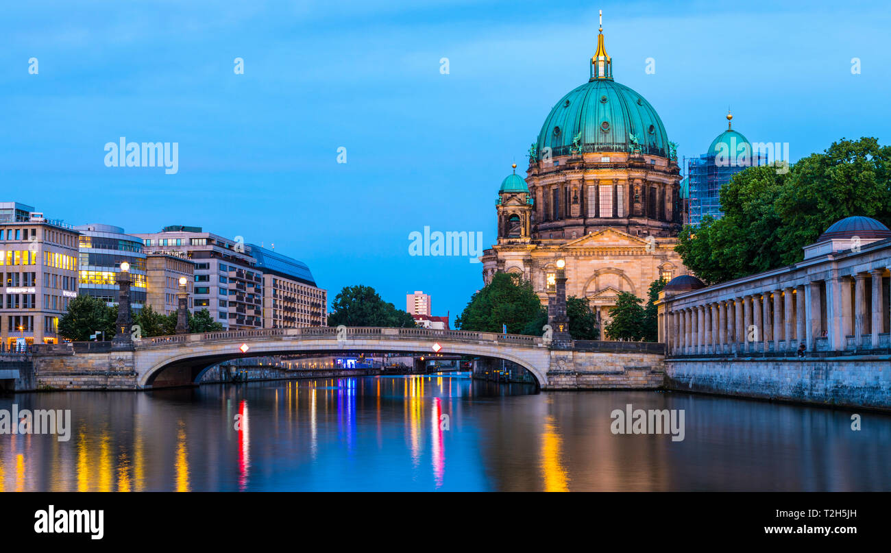 Berlin Cathedral by River Spree at night in Berlin, Germany, Europe ...