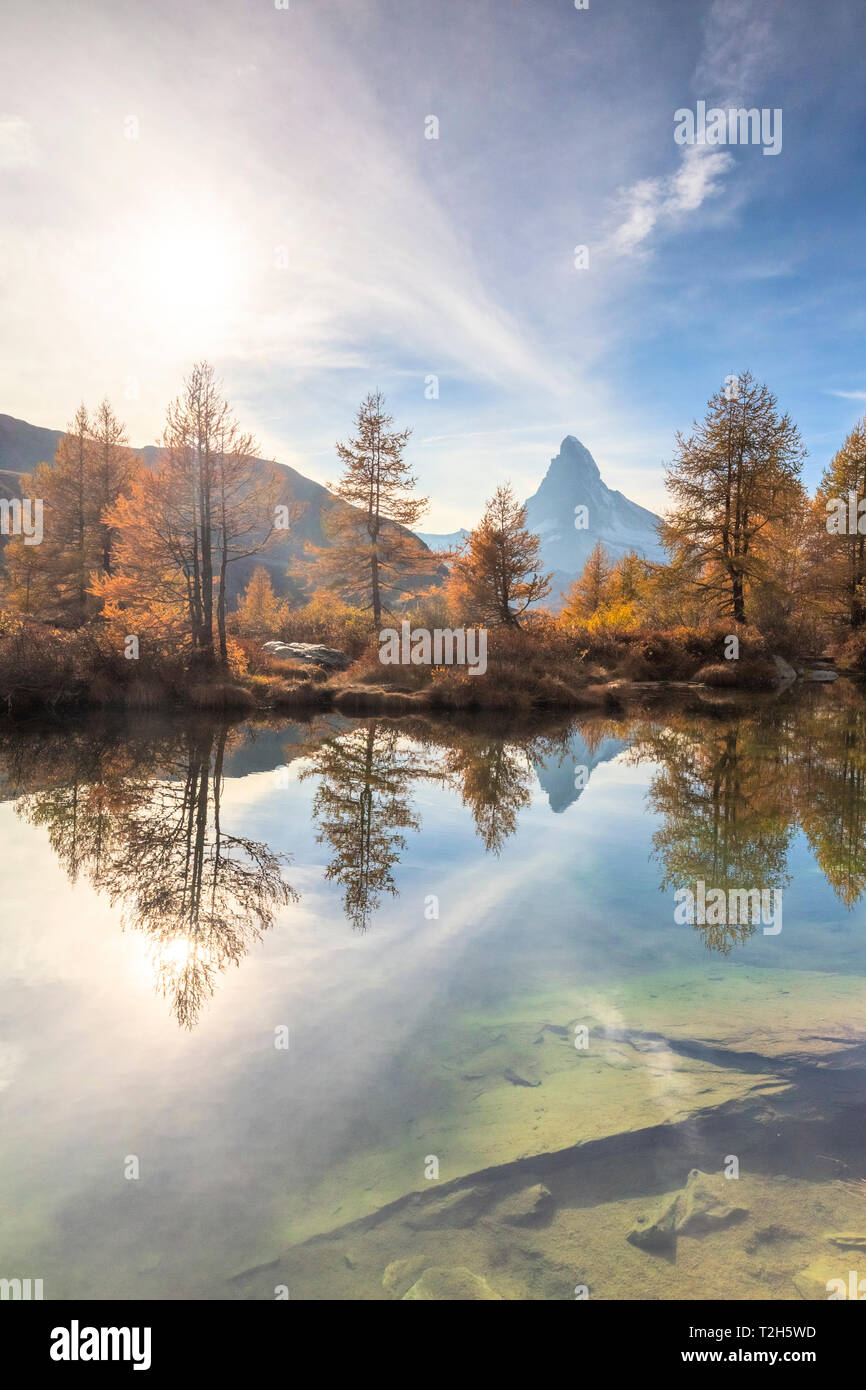 Grindjisee Lake by Matterhorn during autumn in Zermatt, Switzerland ...