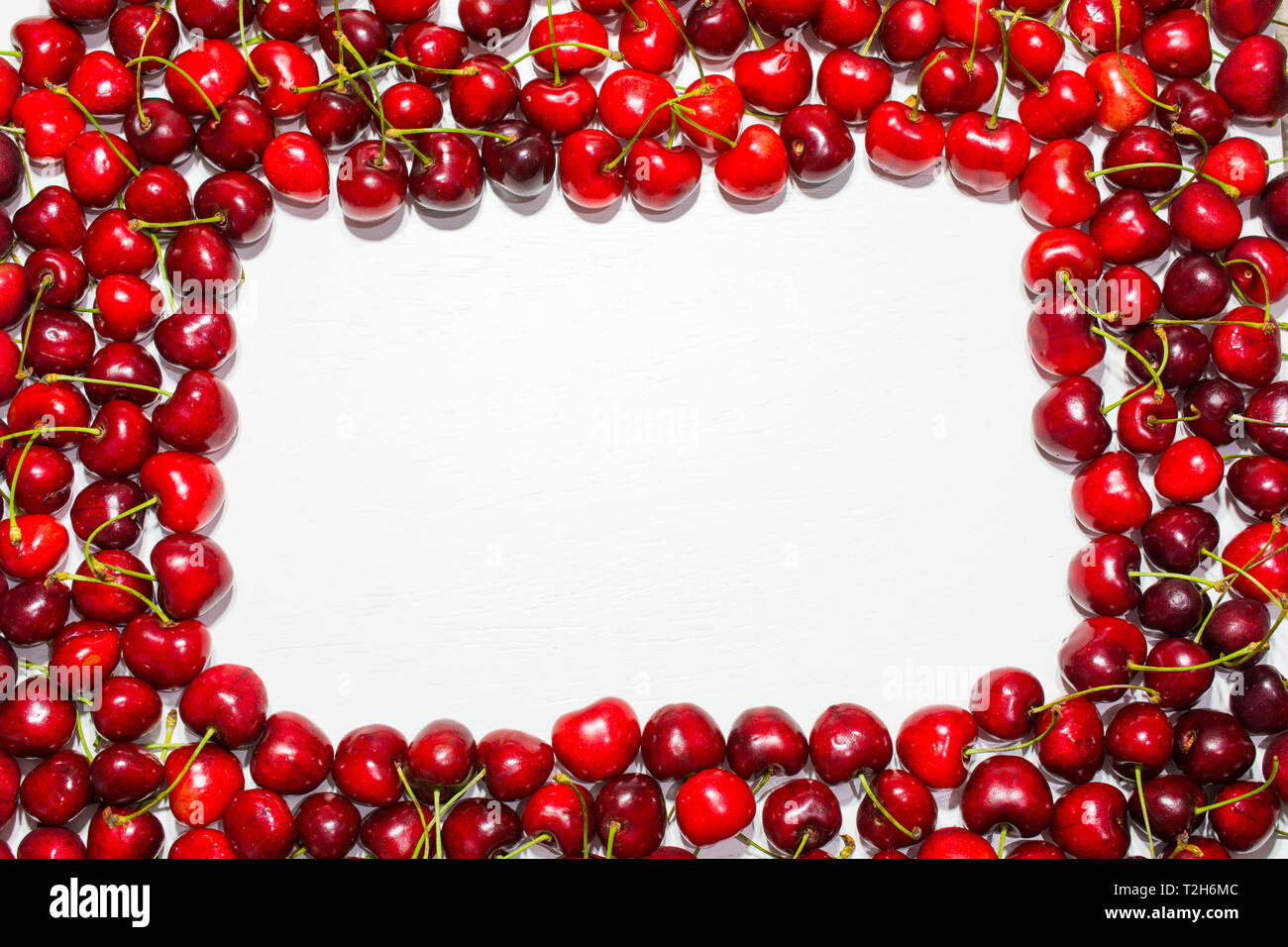 cherry fruit frame. table cherry background. Organic food background ...