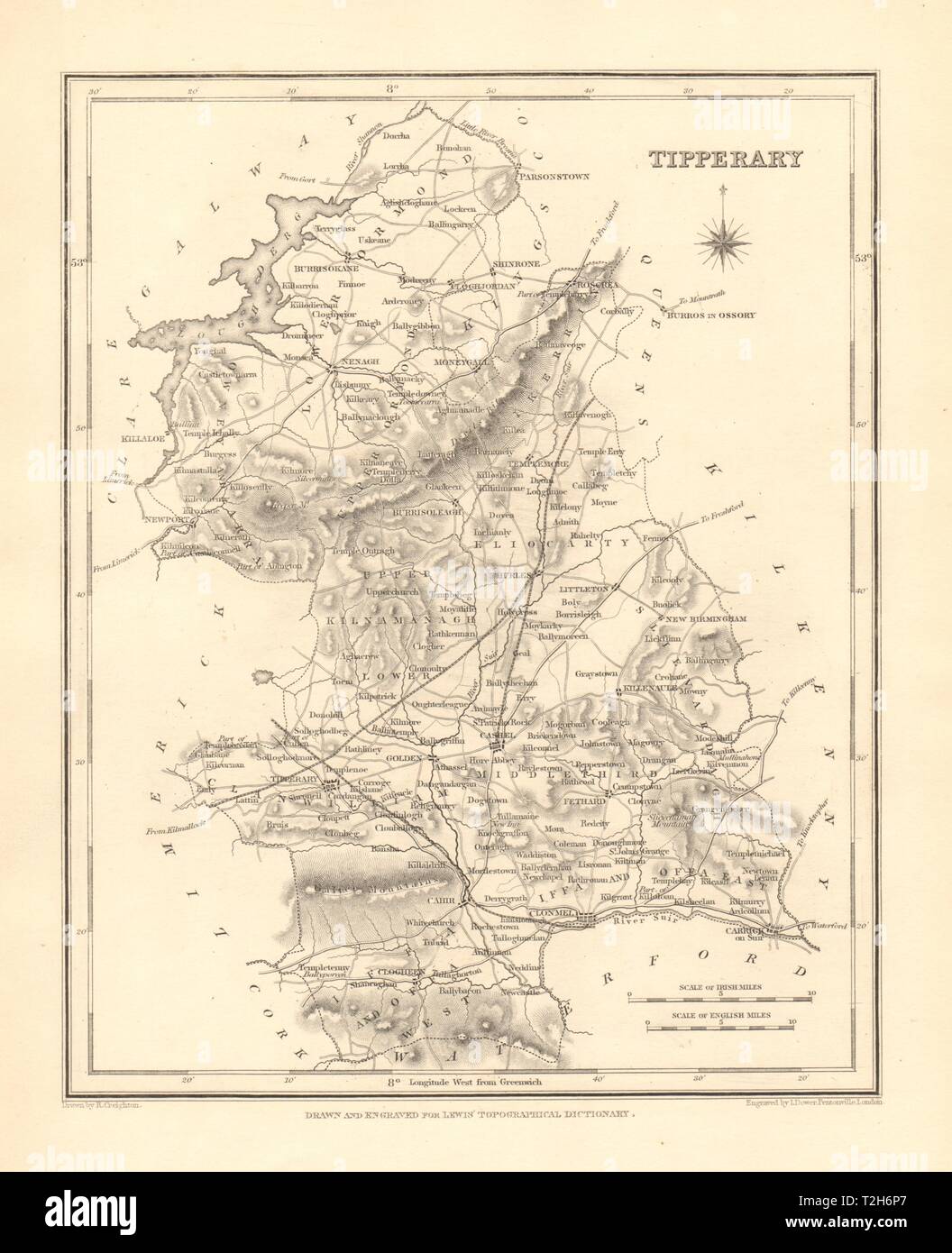 COUNTY TIPPERARY antique map for LEWIS by CREIGHTON & DOWER - Ireland ...