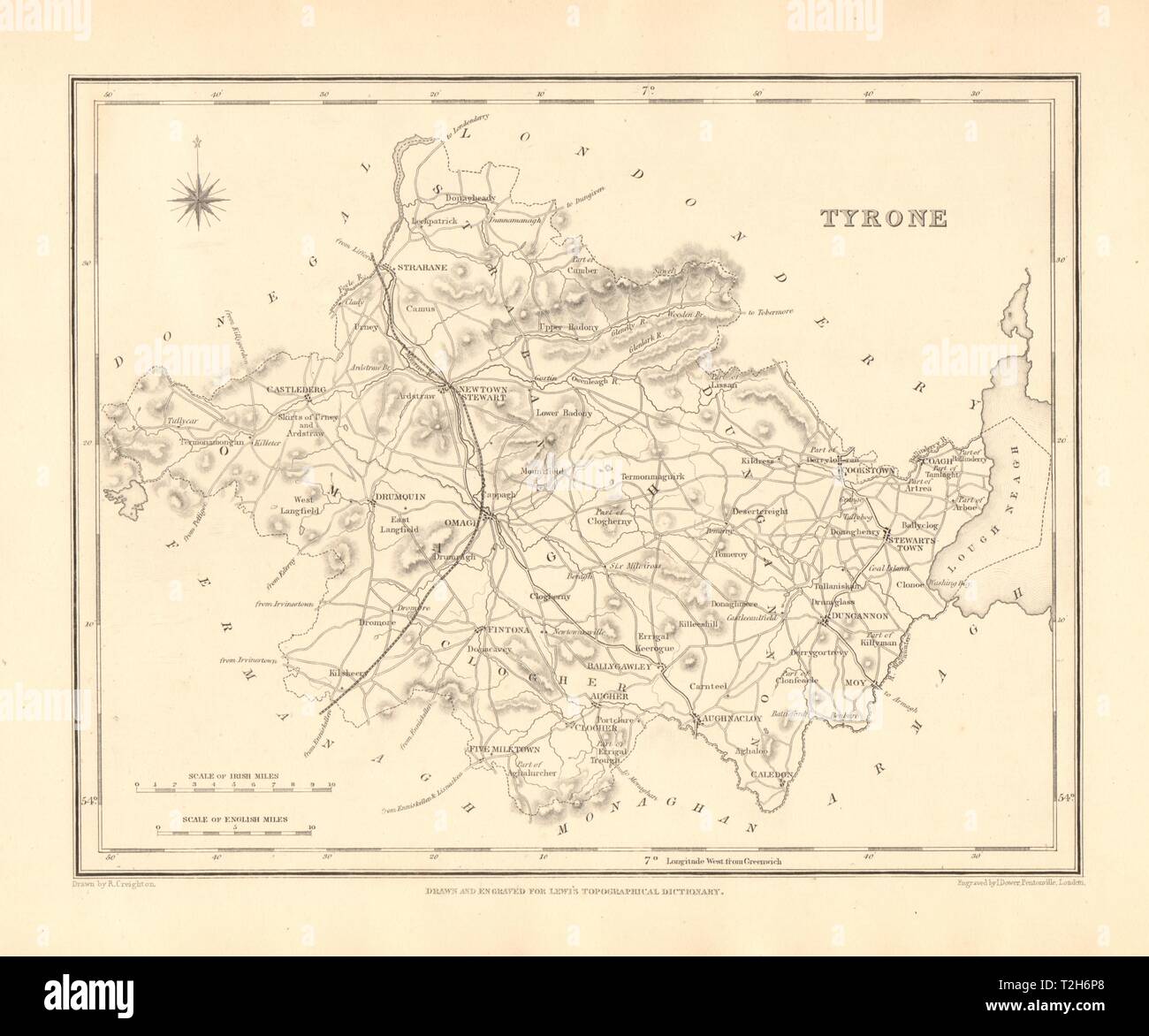 Antique county map tyrone hi-res stock photography and images - Alamy