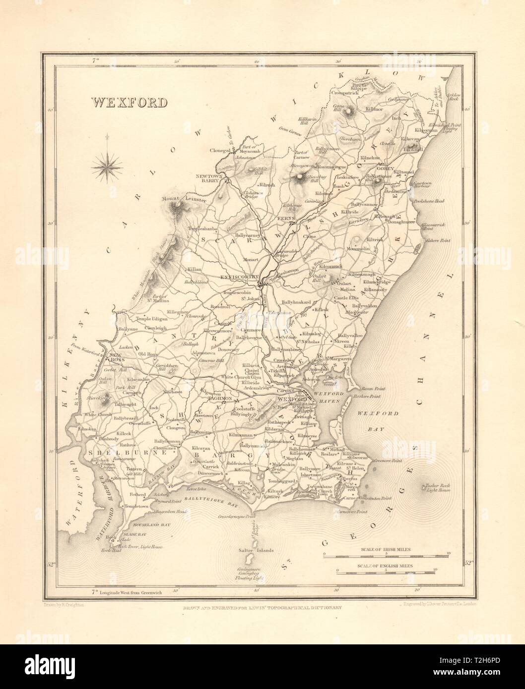 COUNTY WEXFORD antique map for LEWIS by CREIGHTON & DOWER - Ireland ...