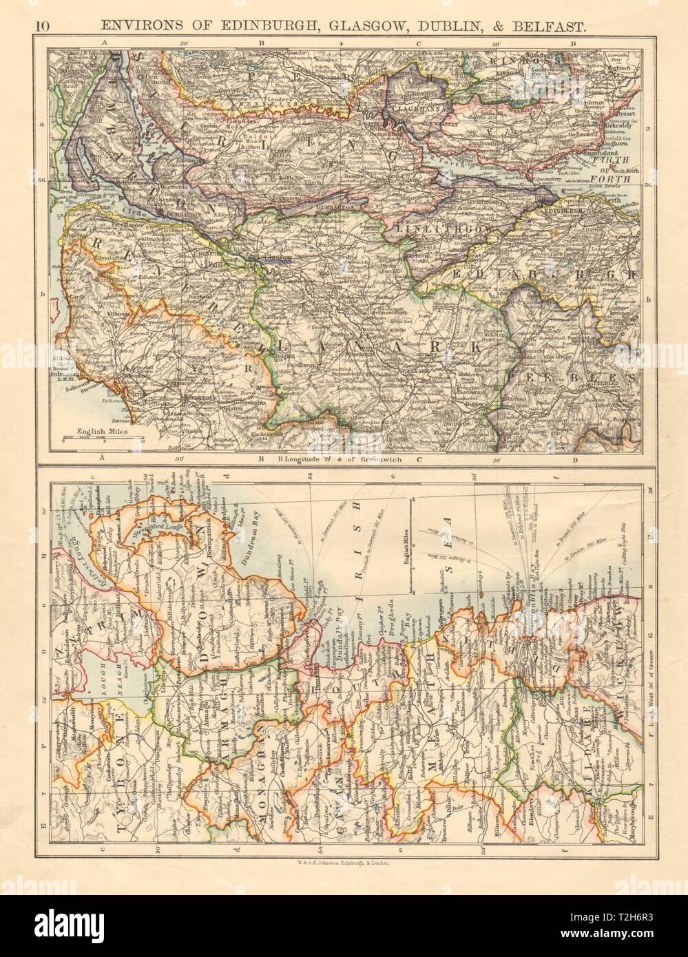 SCOTTISH & IRISH CITIES Edinburgh Glasgow Dublin Belfast environs 1892 ...