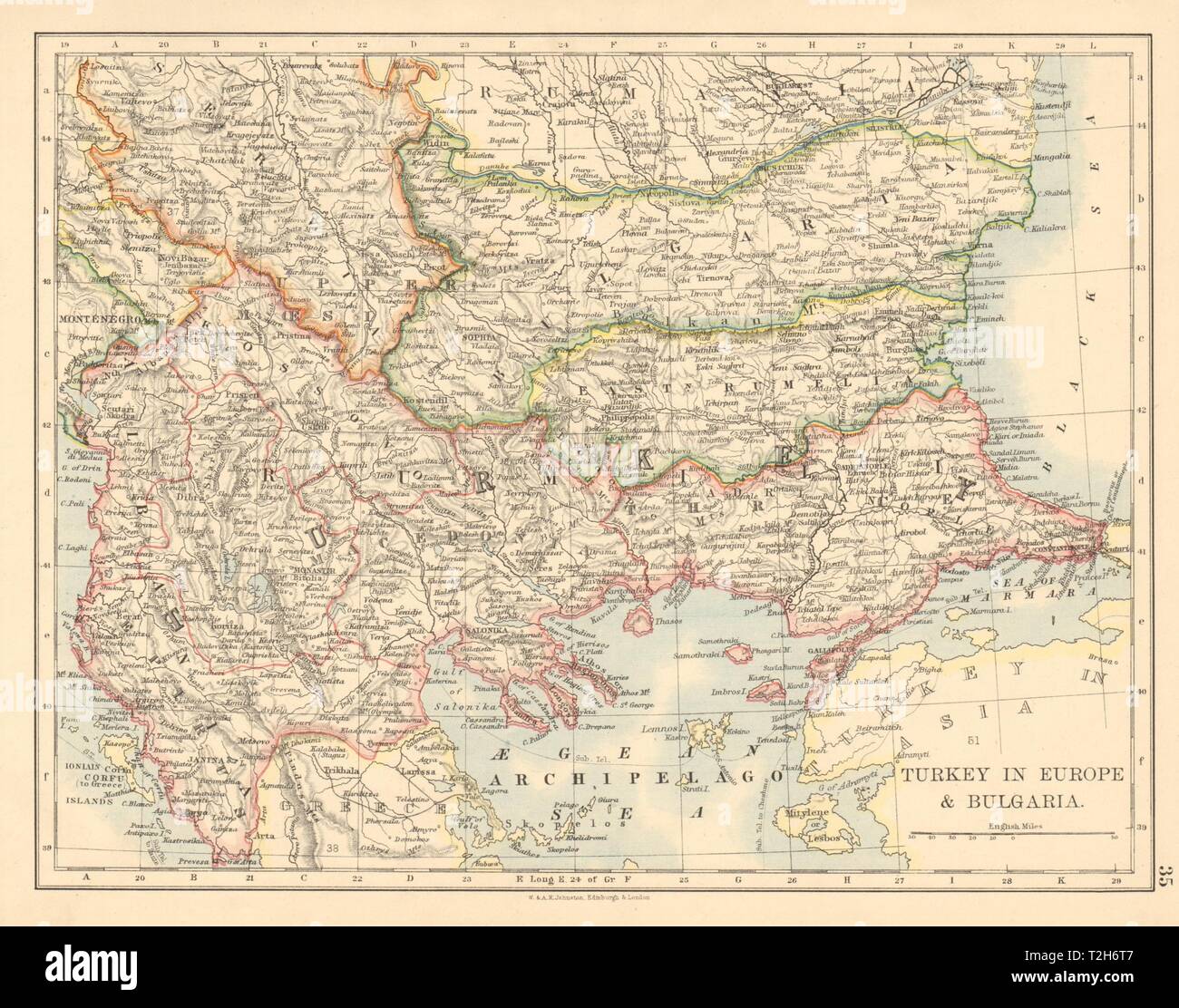 TURKEY IN EUROPE & BULGARIA Rumili East Rumelia Balkans JOHNSTON 1892 ...