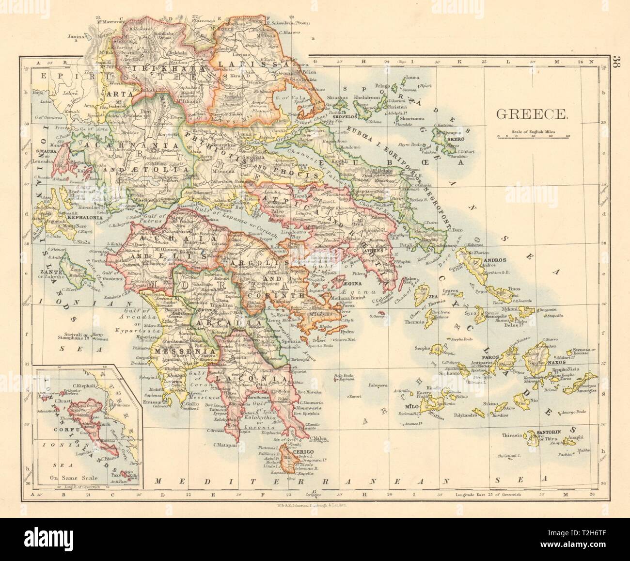 GREECE Peloponnese Sporades Cyclades Aegean Ionian Islands JOHNSTON ...