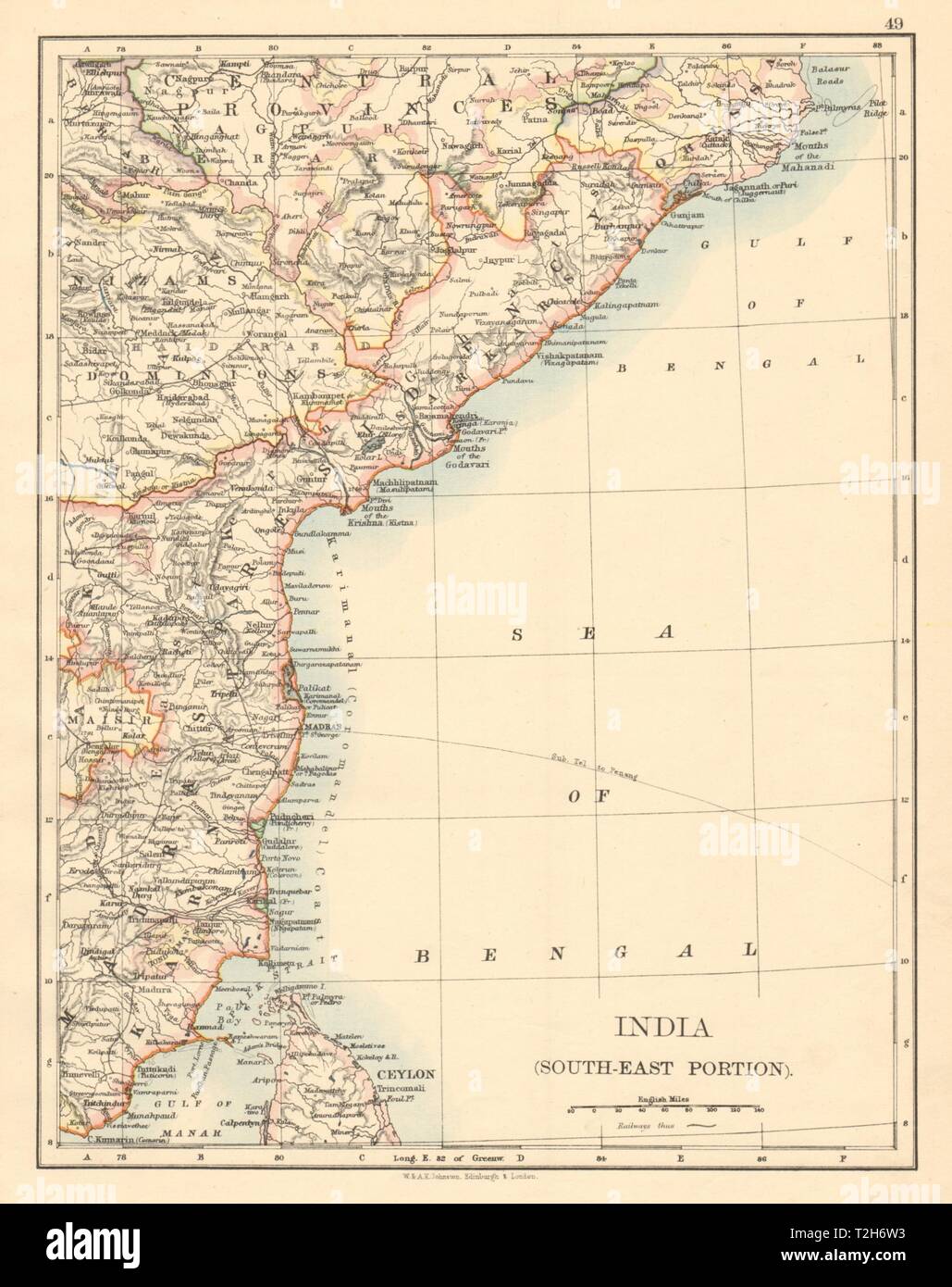 BRITISH INDIA SE Madras Karnatak French Karikal Pondicherry JOHNSTON ...