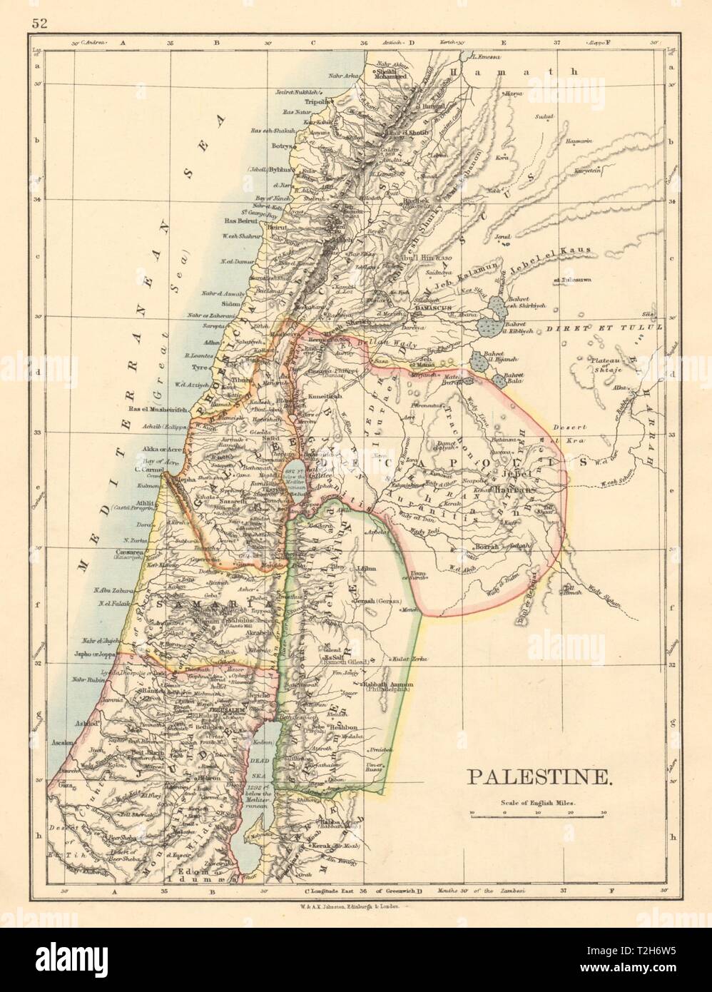 PALESTINE Galilee Samaria Judea Perea Phoenicia Decapolis JOHNSTON 1892 ...