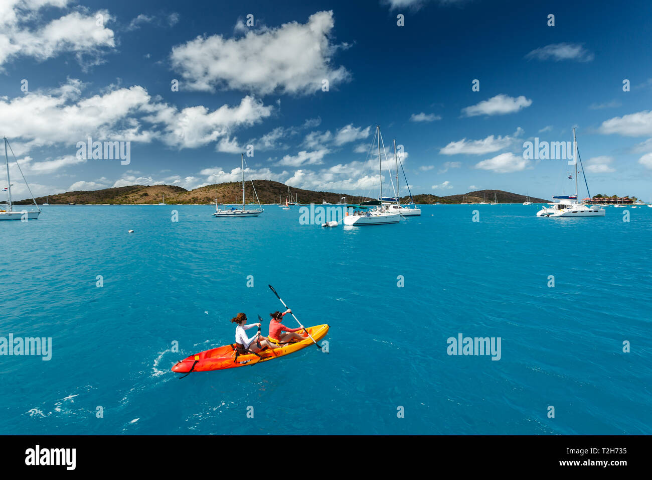 Aerial tourists kayaking in tropical hi-res stock photography and ...