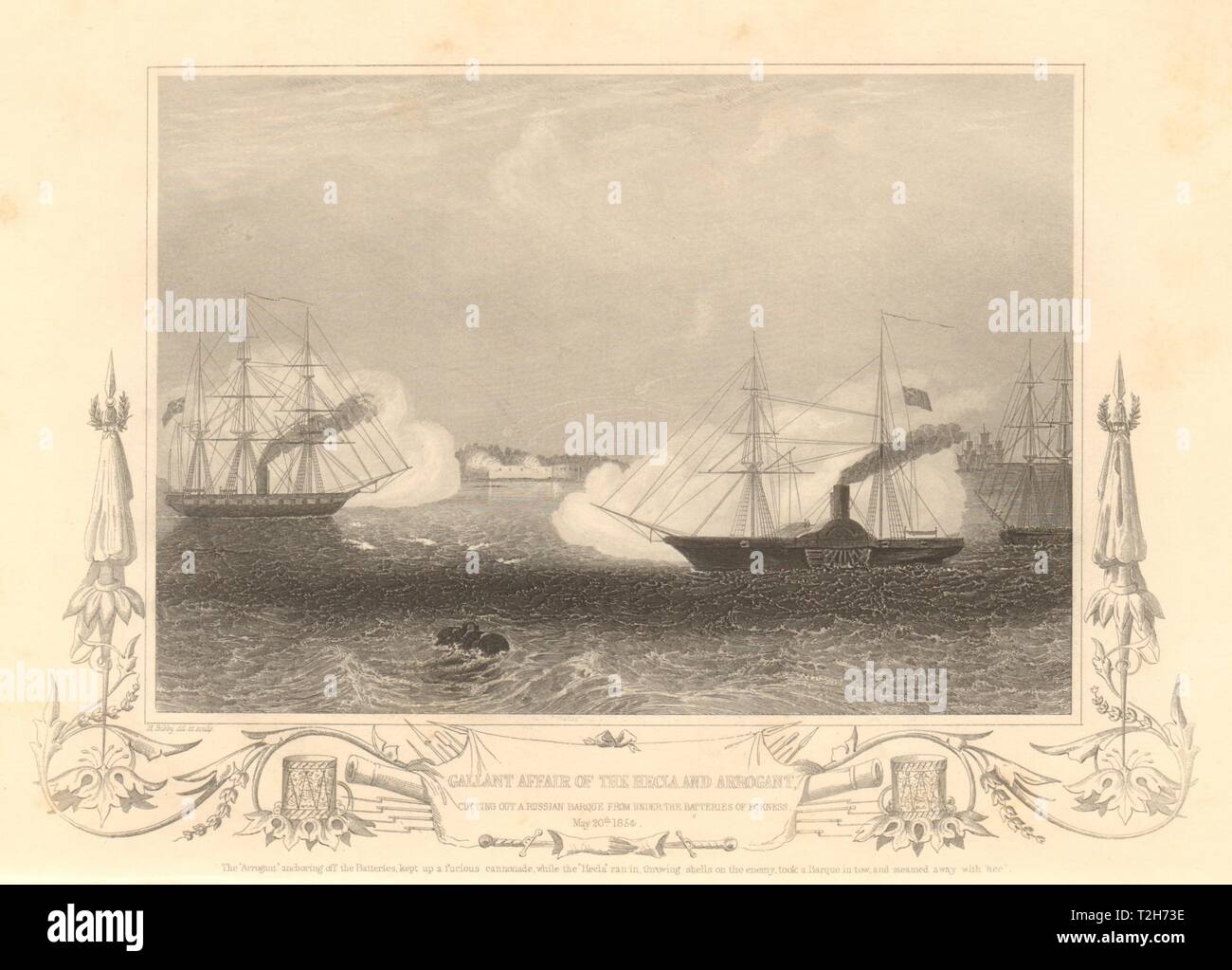 CRIMEAN WAR HMS Hecla & Arrogant attacking Eckness/Ekenas, 1854. 1860 ...