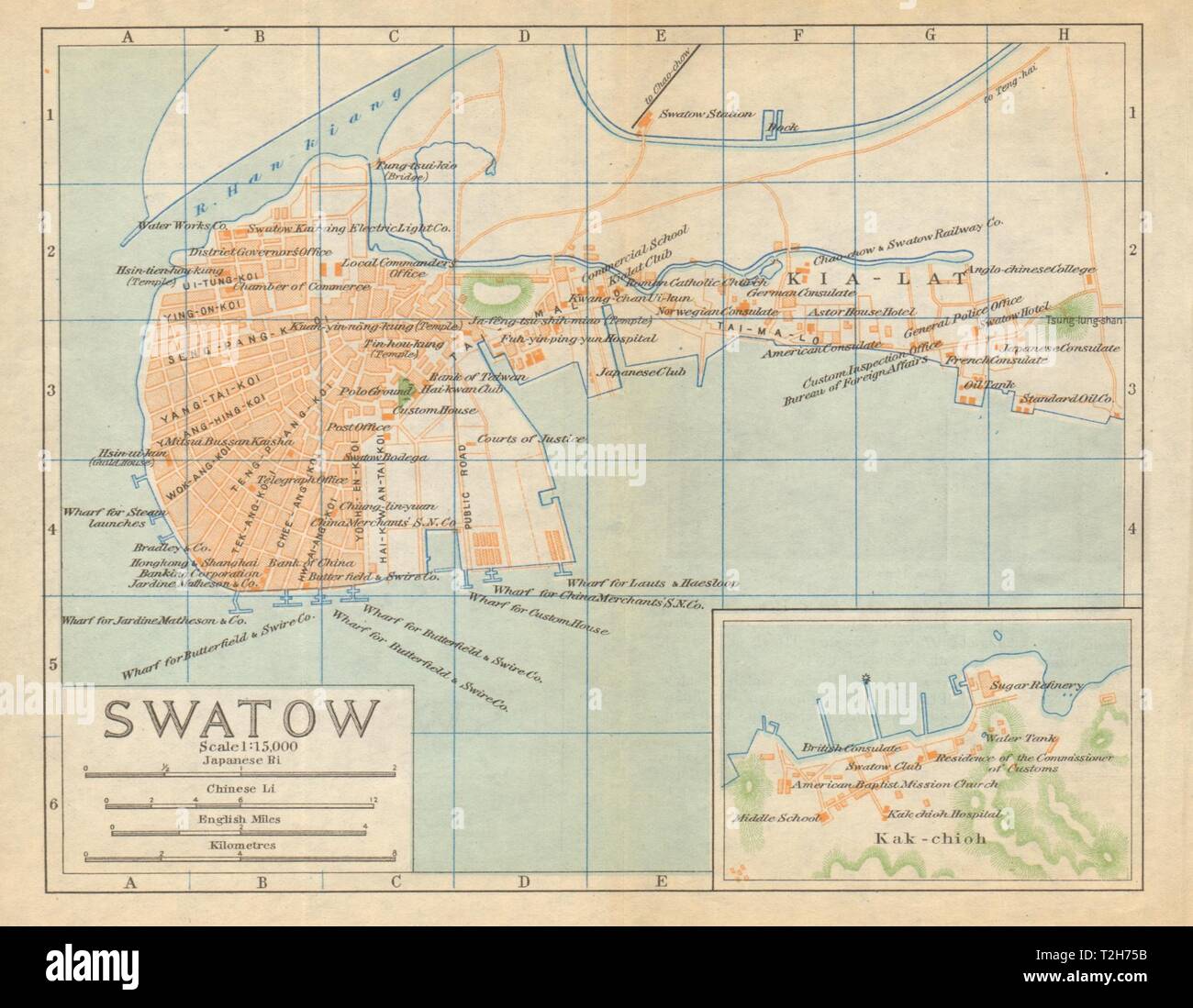 'Swatow'. Shantou antique town city plan. China 1924 old map chart ...